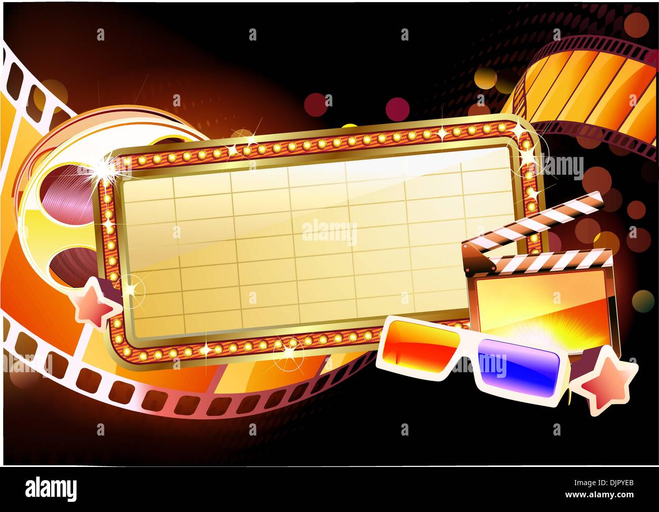 Vector illustration of retro illuminated movie marquee blank sign Stock Vector Image & Art - Alamy