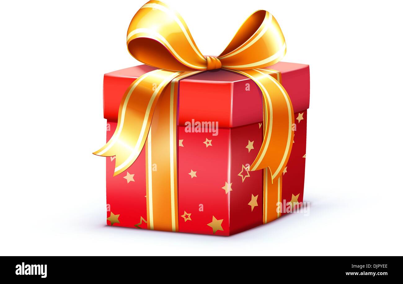 Vector illustration of funky Christmas gift box isolated on white ...