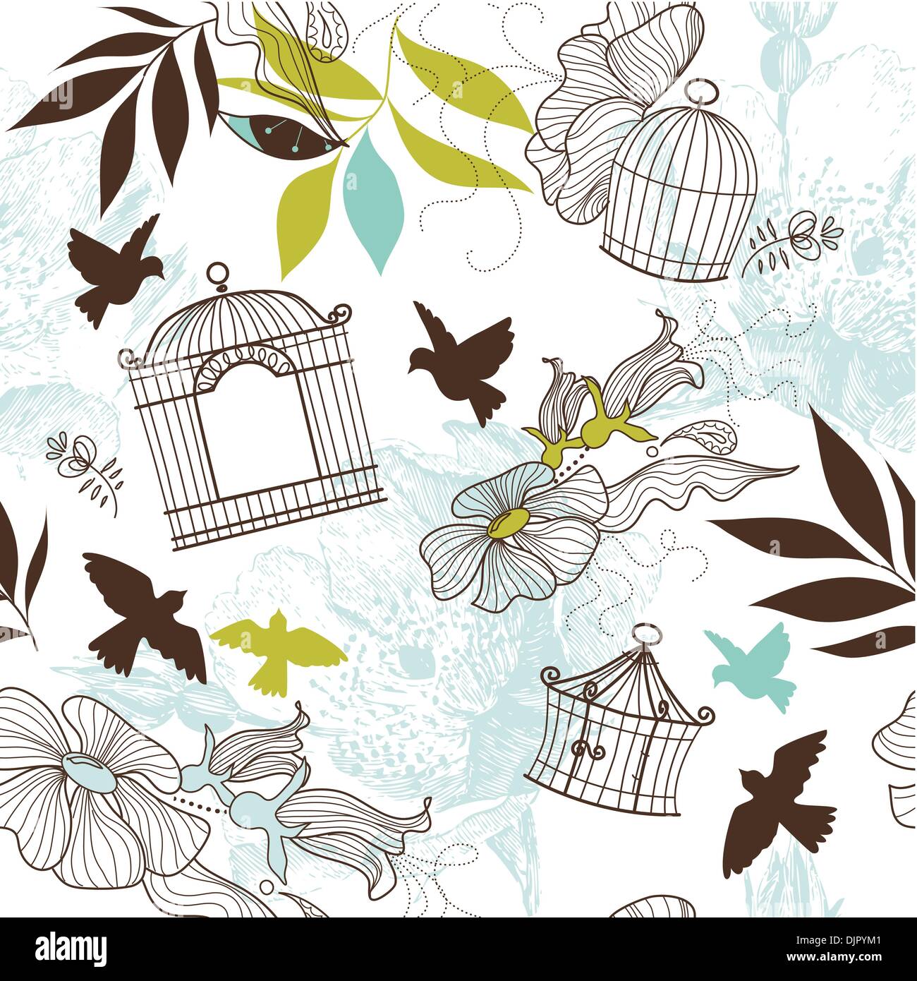 Birds and bird cages. Seamless pattern Stock Vector Image & Art - Alamy