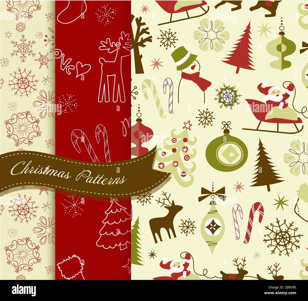 Set of Retro Christmas patterns Stock Vector Image & Art - Alamy