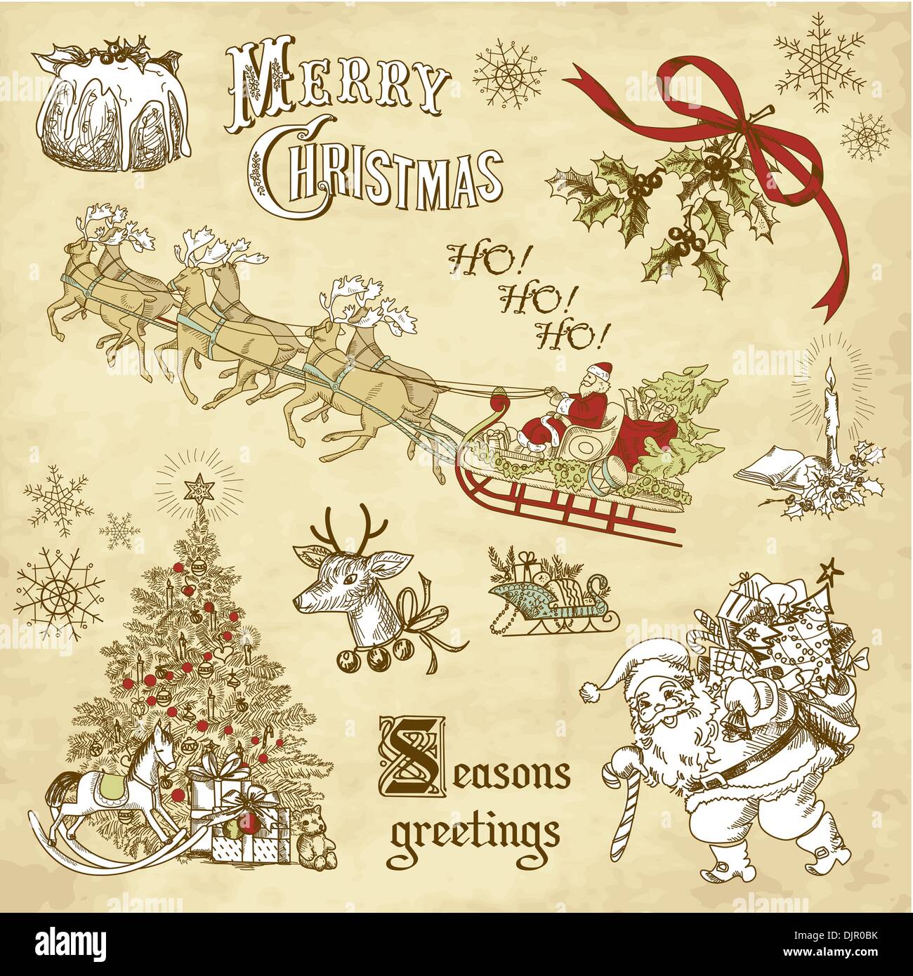 Vintage Christmas doodles Stock Vector Image & Art - Alamy