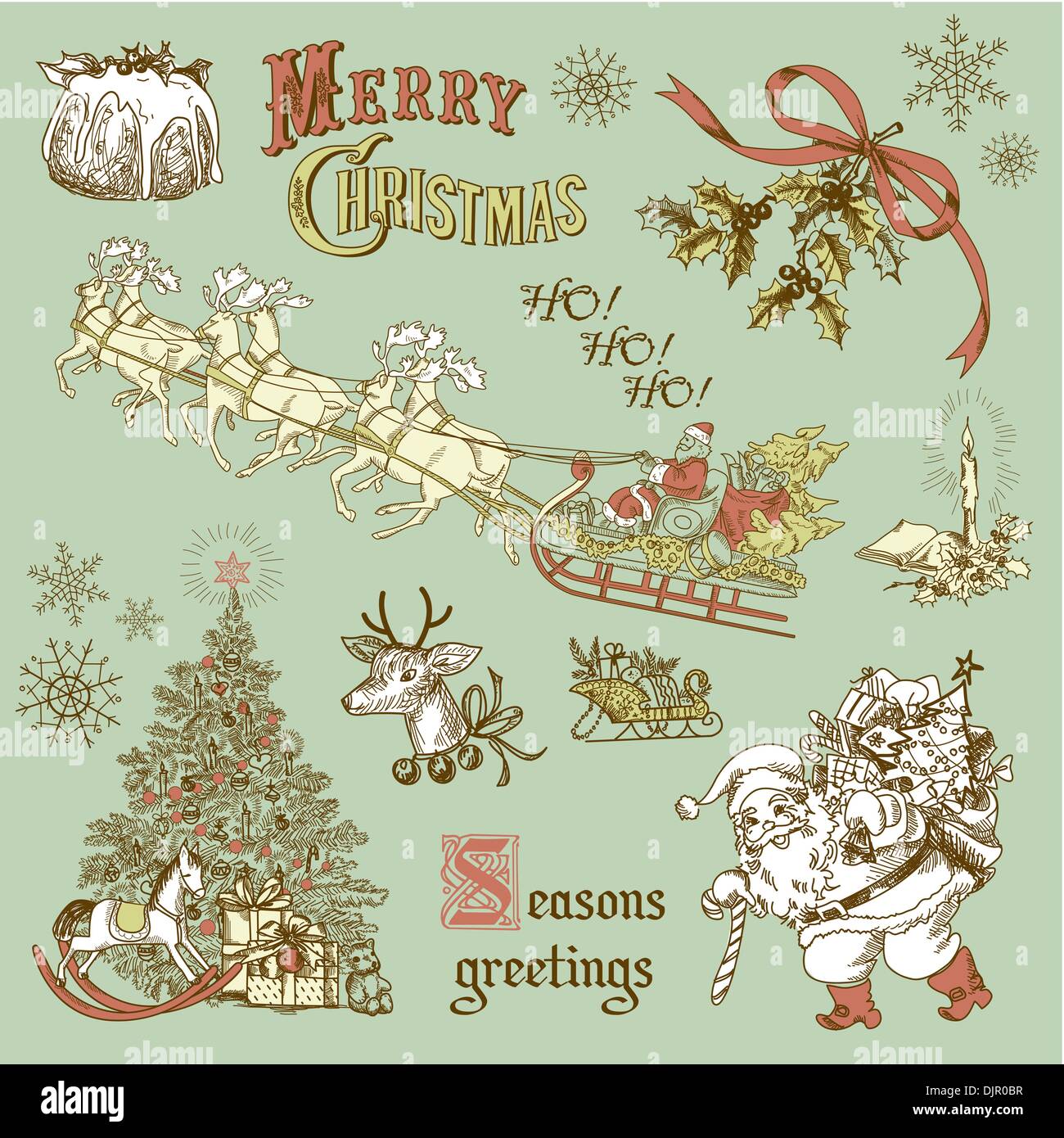 Vintage Christmas doodles Stock Vector Image & Art - Alamy