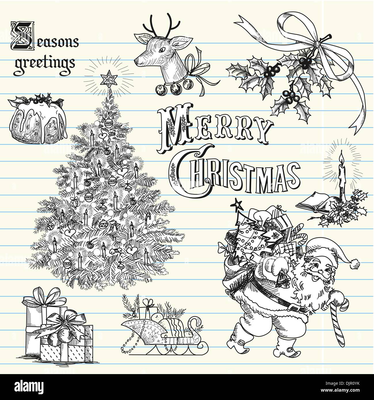 Cute Christmas doodles Stock Vector Image & Art - Alamy