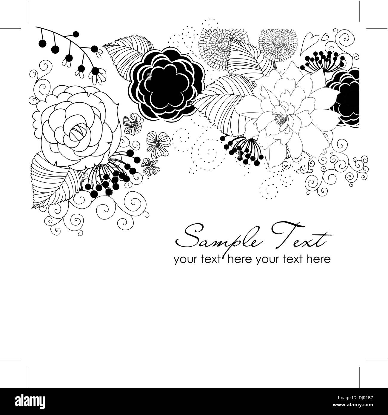 Cute floral background heart Black and White Stock Photos & Images - Alamy