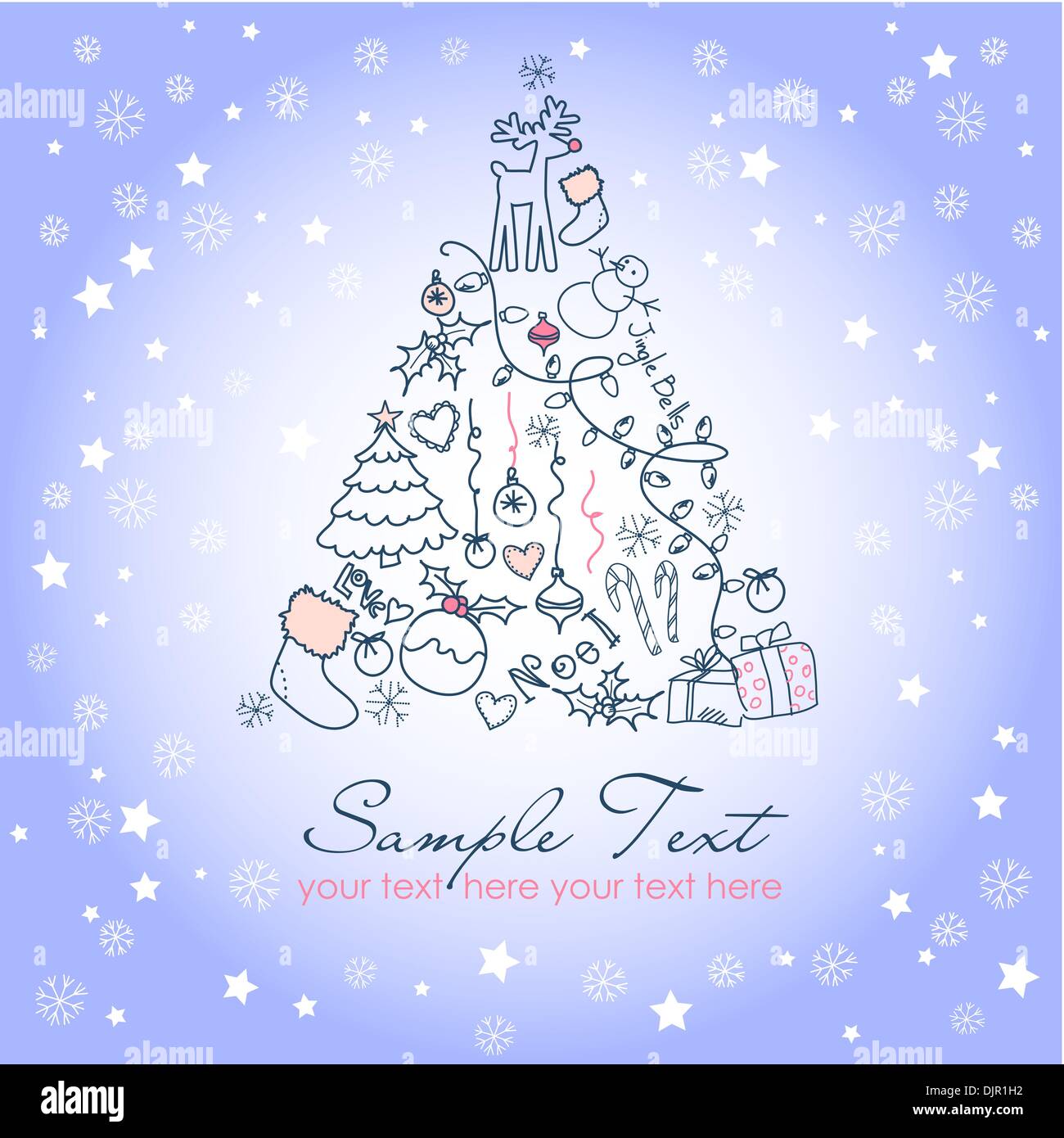 Christmas tree made of cartoon holiday symbols Stock Vector Image & Art ...