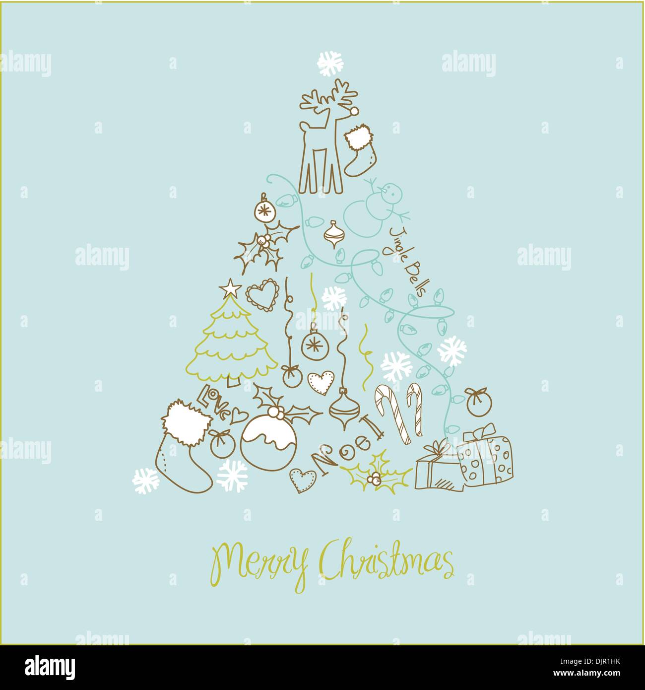 Christmas tree made of cartoon holiday symbols Stock Vector Image & Art ...