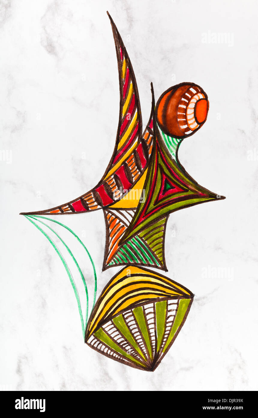 children drawing - abstract geometric shape Stock Photo - Alamy