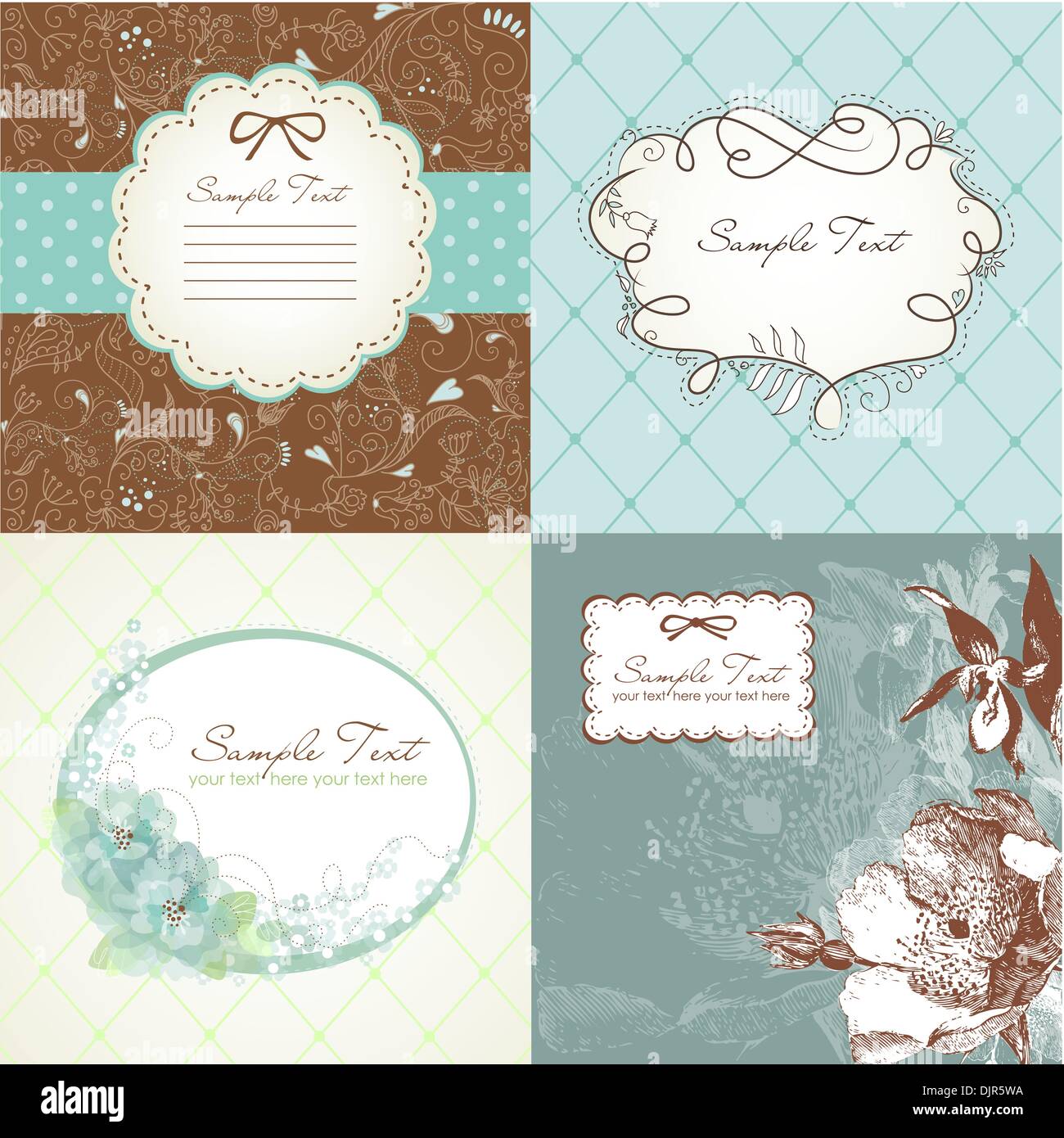 Set of cute greeting cards Stock Vector Image & Art - Alamy