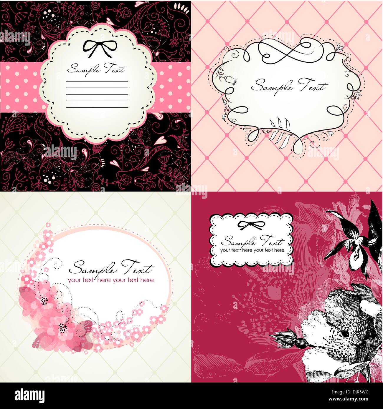 Set of cute floral frames Stock Vector Image & Art - Alamy