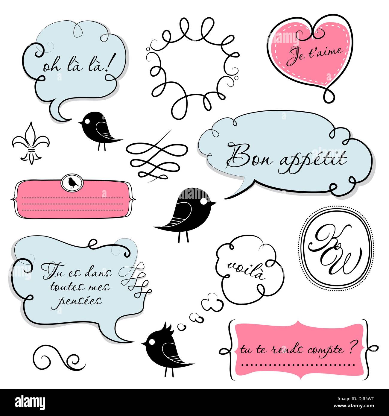 Speech bubbles set in French style Stock Vector Image & Art - Alamy