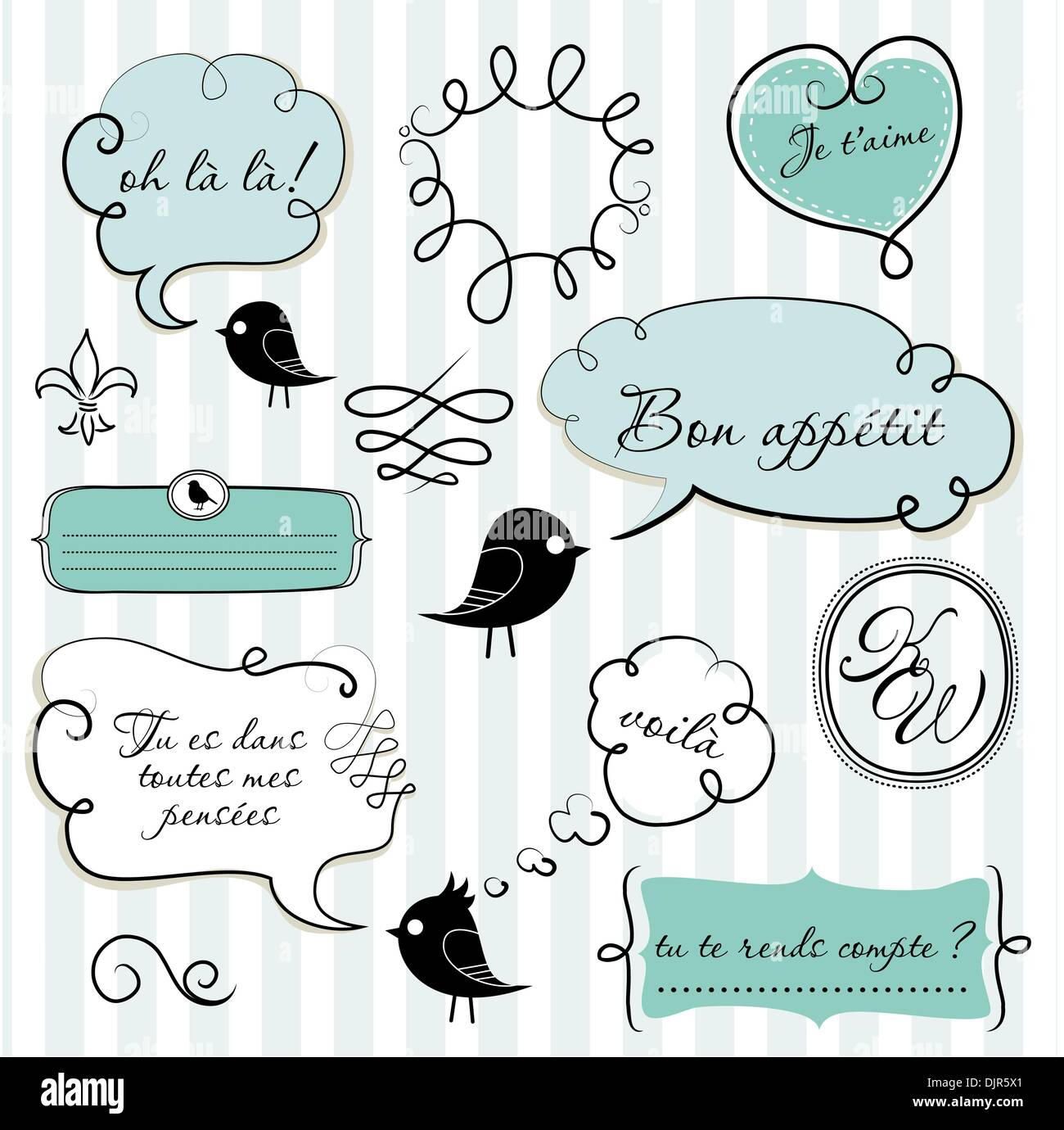 Speech bubbles set in French style Stock Vector Image & Art - Alamy