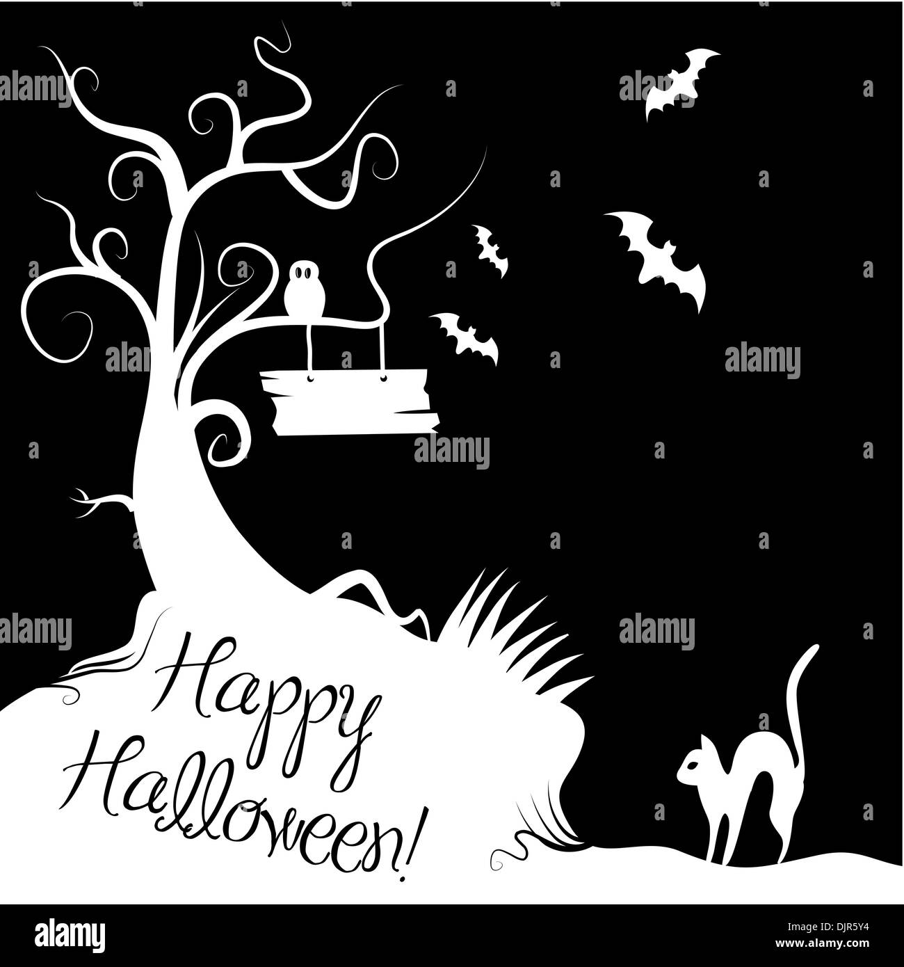 Halloween holiday card cat Black and White Stock Photos & Images - Alamy