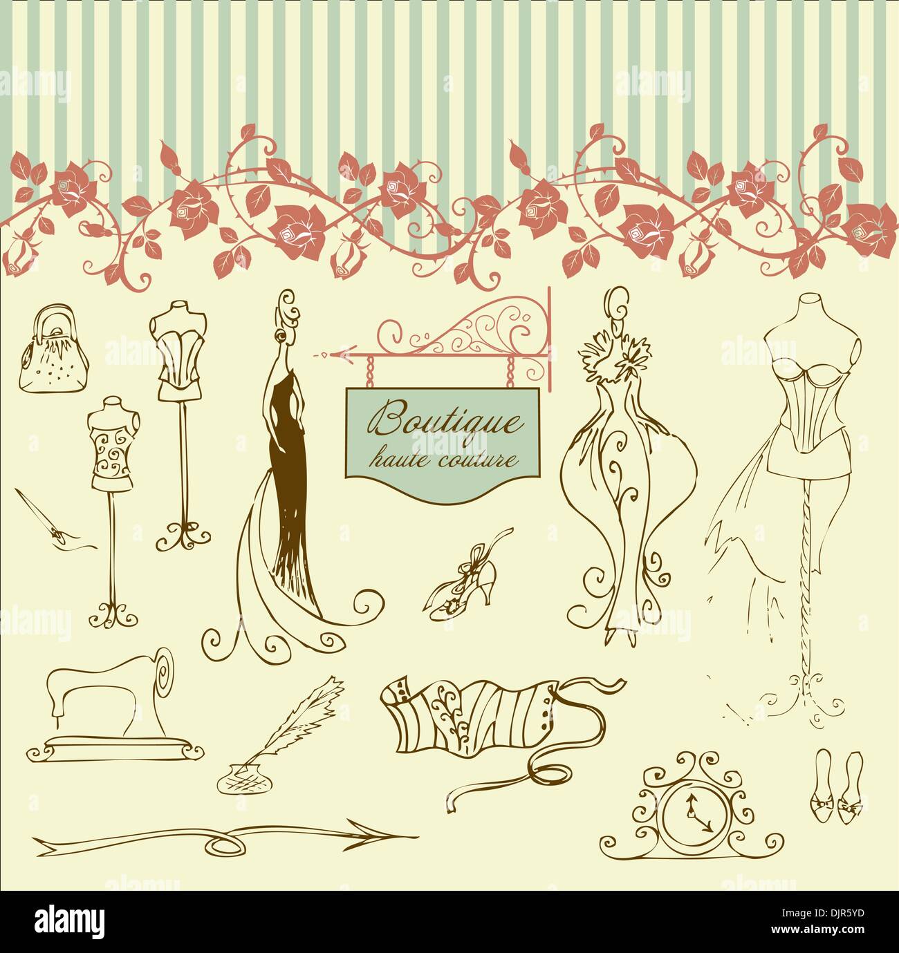 Girl sew dress Stock Vector Images - Alamy