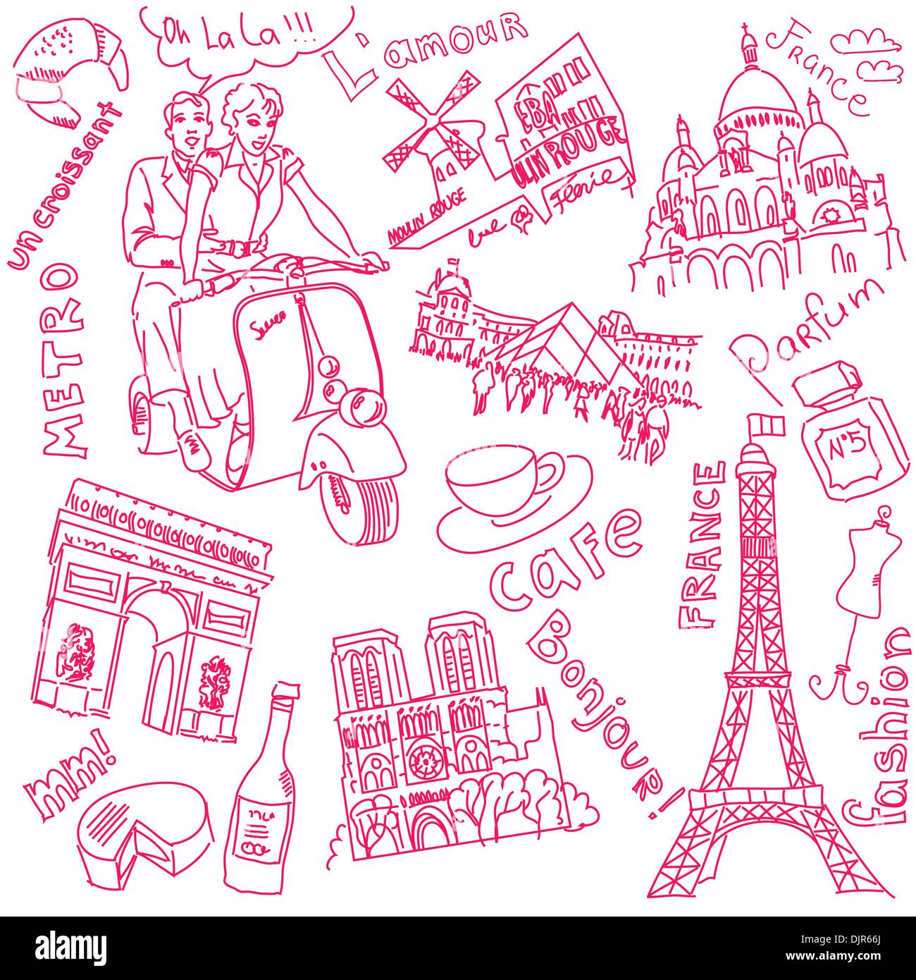 LOVE in Paris doodles Stock Vector Image & Art - Alamy