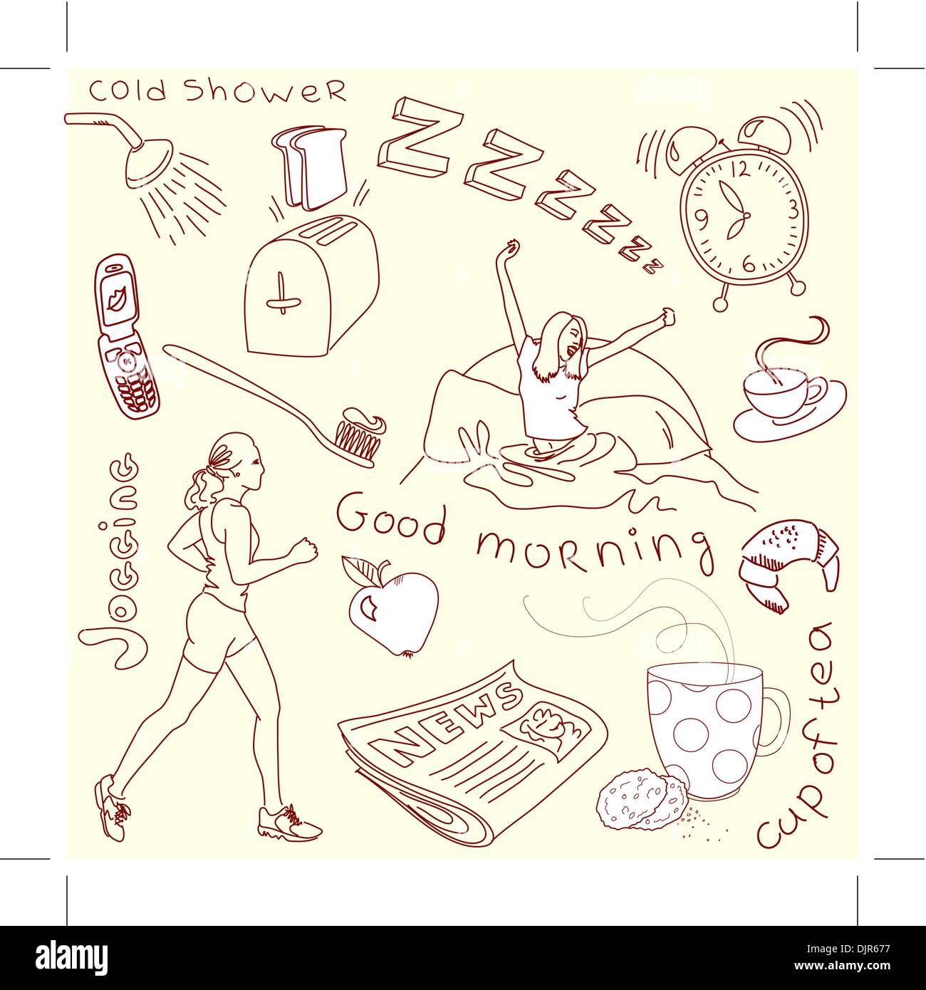 Cute morning doodles Stock Vector Image & Art - Alamy