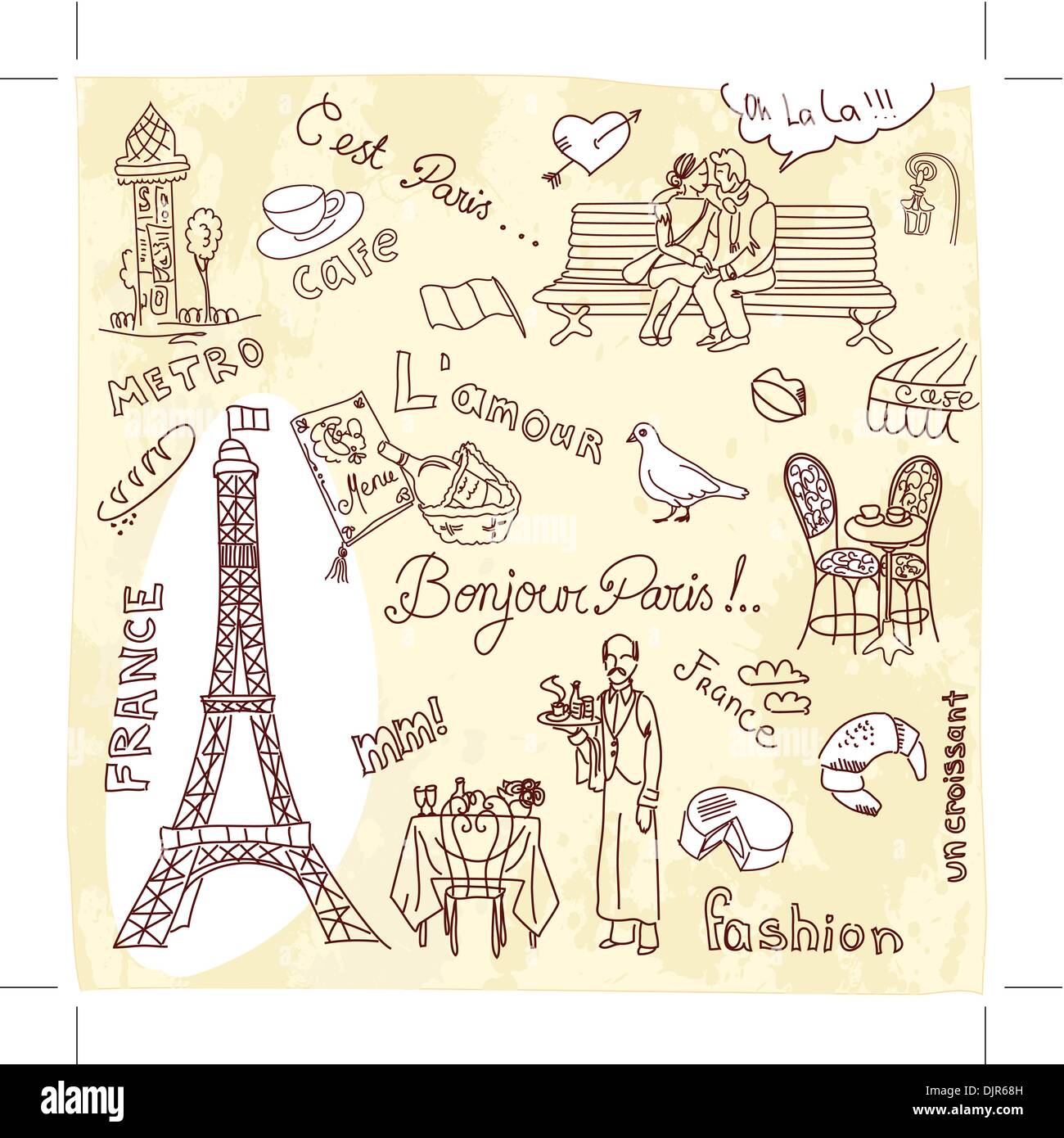 Paris kiss eiffel Stock Vector Images - Alamy