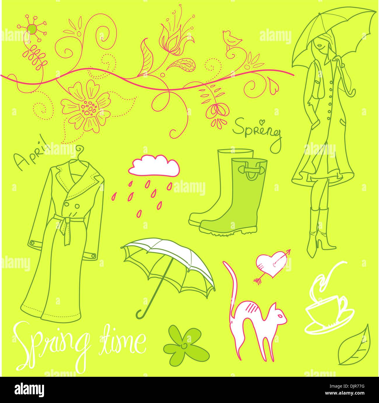Spring Doodles Stock Vector Image & Art - Alamy