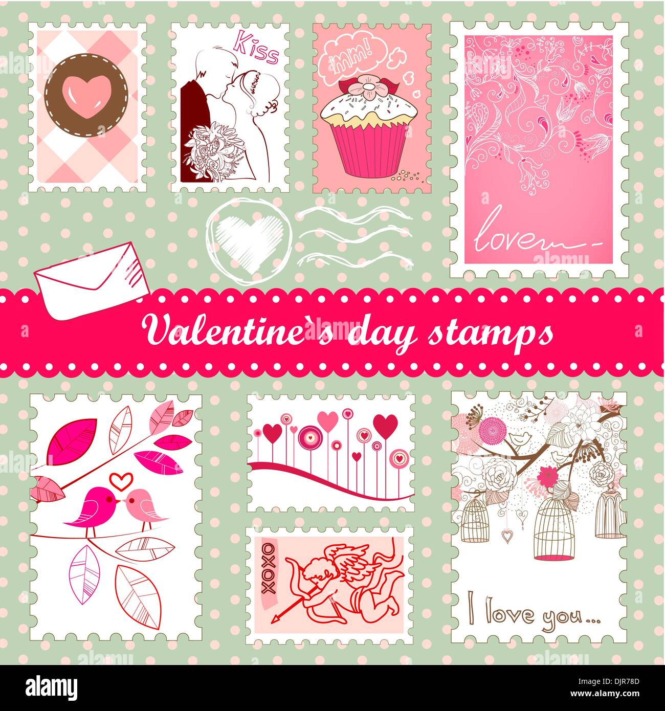 set of valentine`s day stamps Stock Vector Image & Art - Alamy