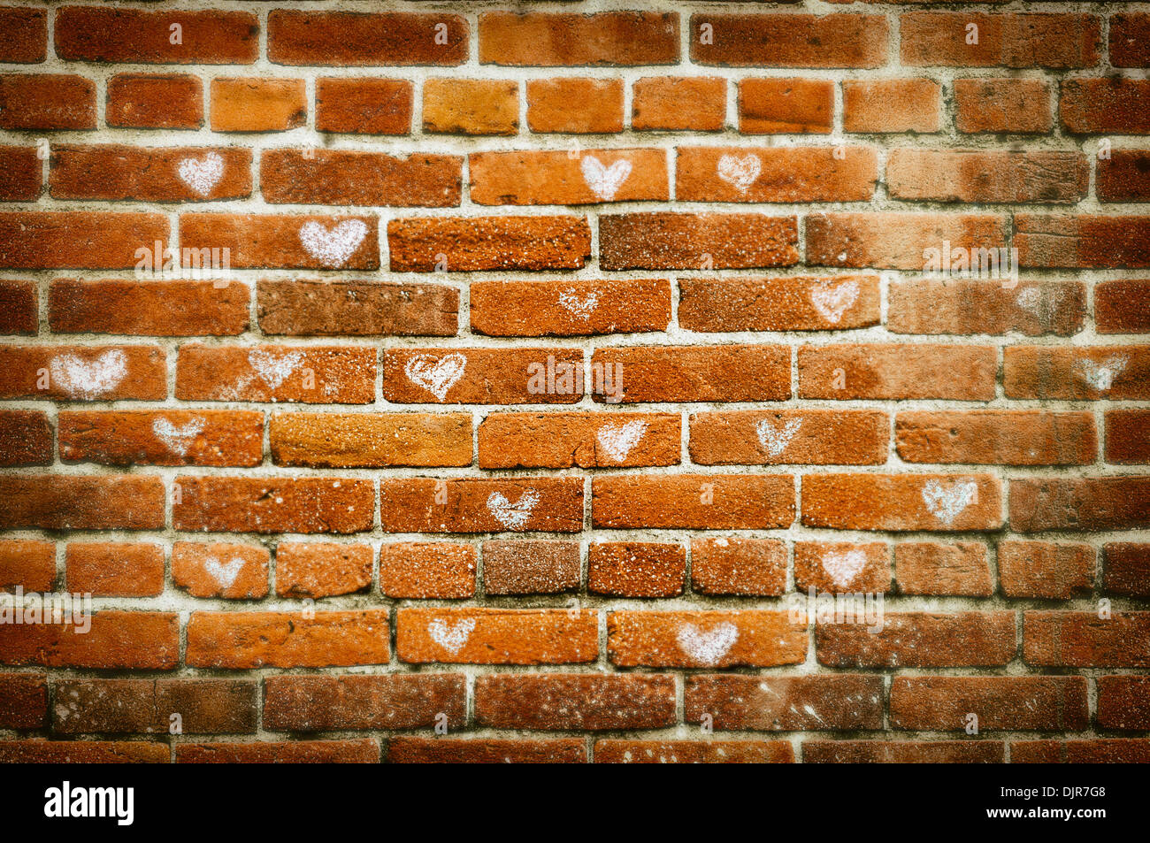 Vintage old red brick wall with a heart pattern Stock Photo - Alamy