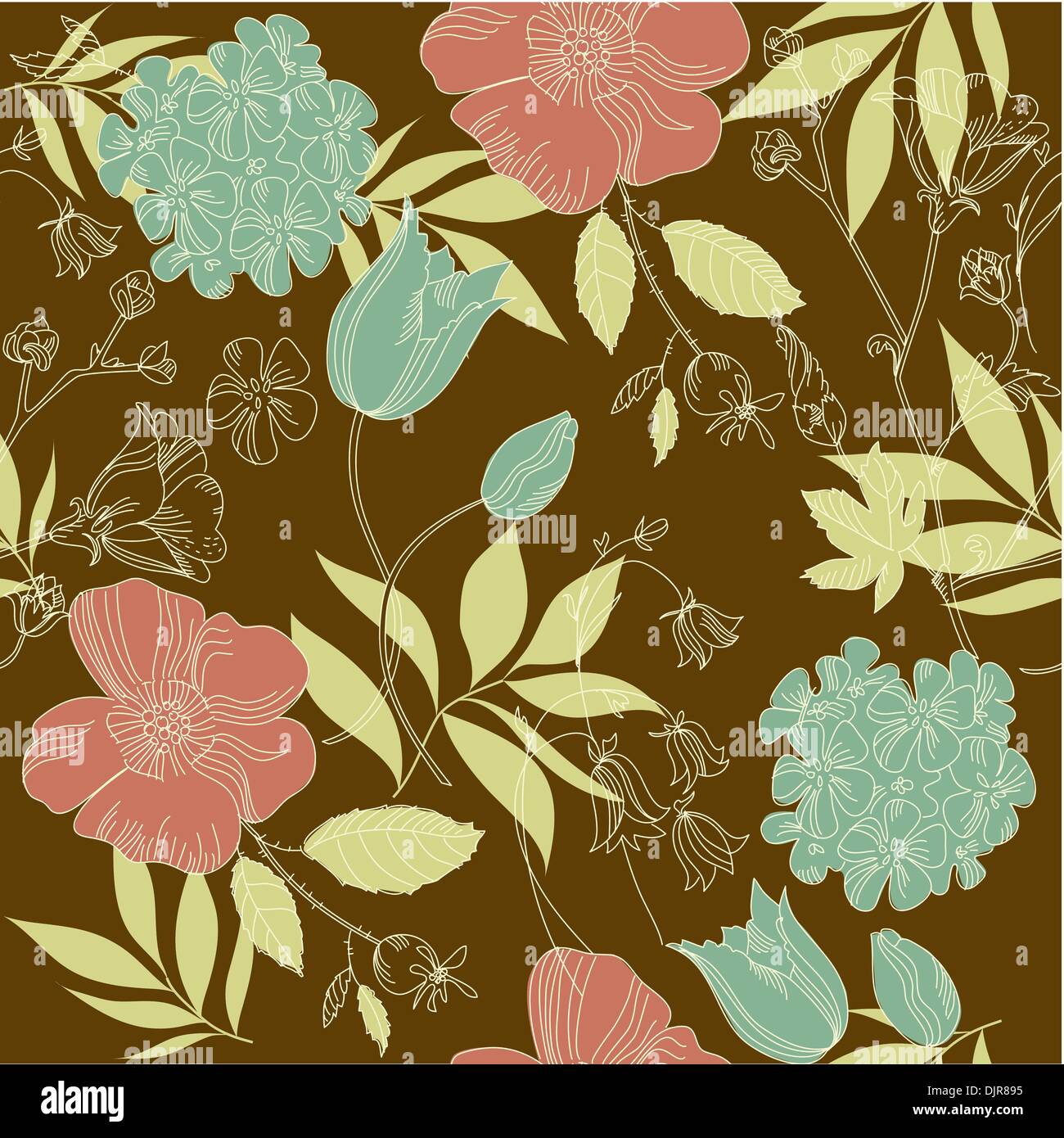 seamless vintage flower pattern, floral vector Stock Vector Image & Art ...