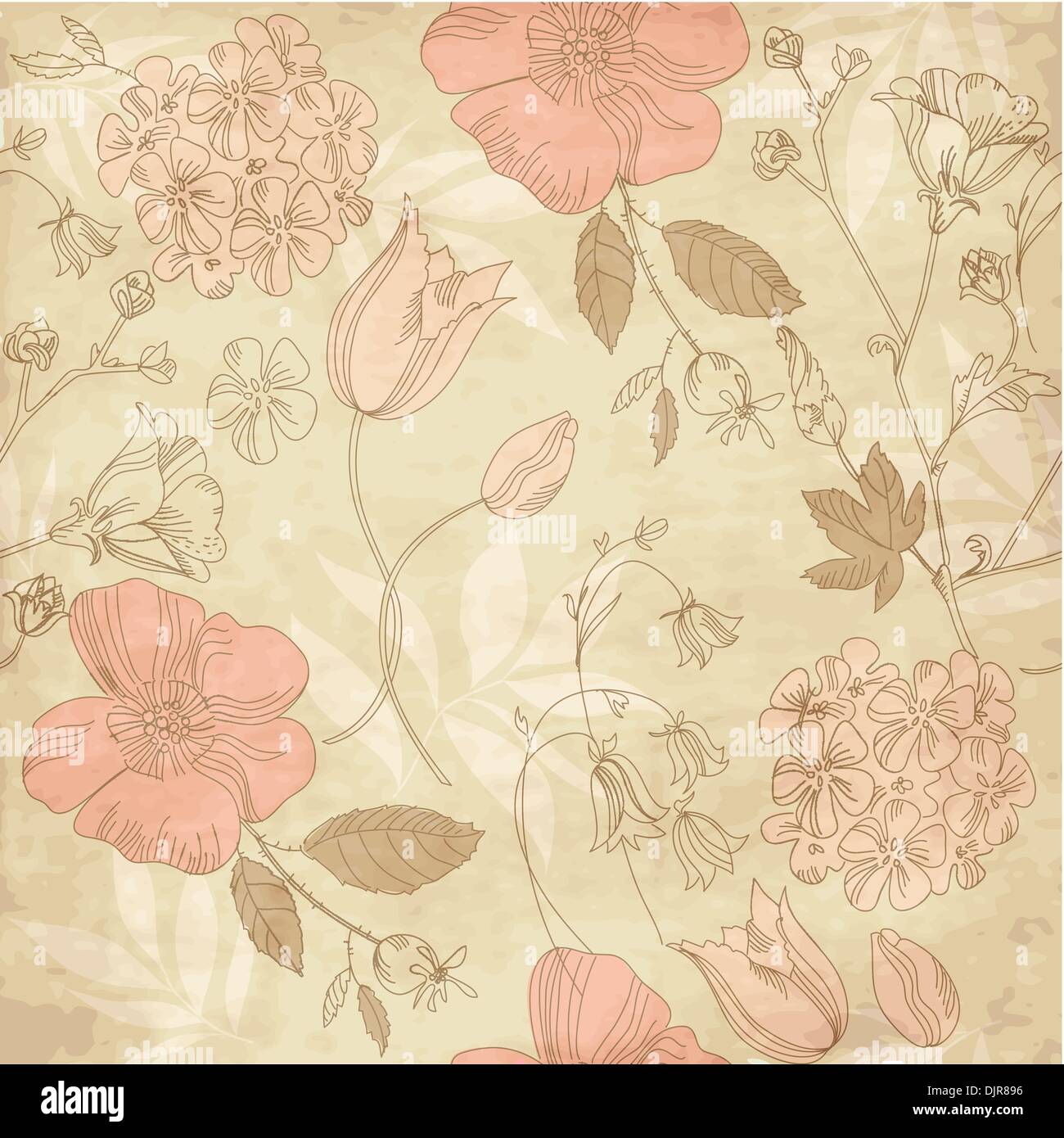 seamless vintage flower pattern, floral vector Stock Vector Image & Art ...