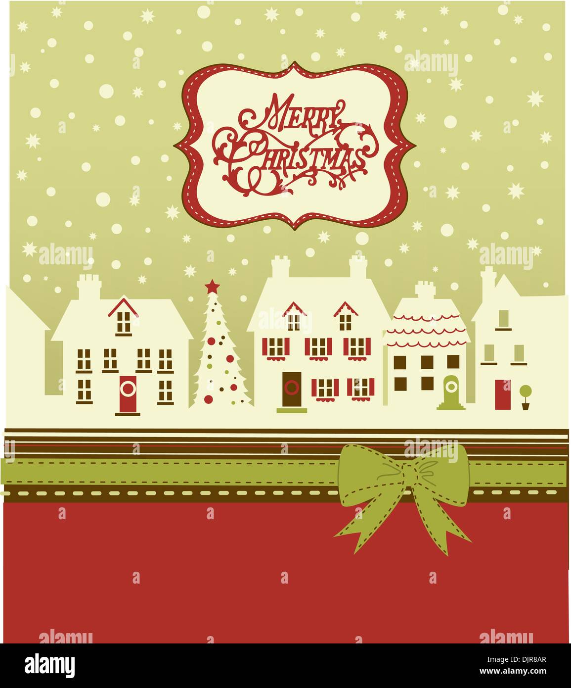 Christmas card, cute little town in winter Stock Vector Image & Art - Alamy
