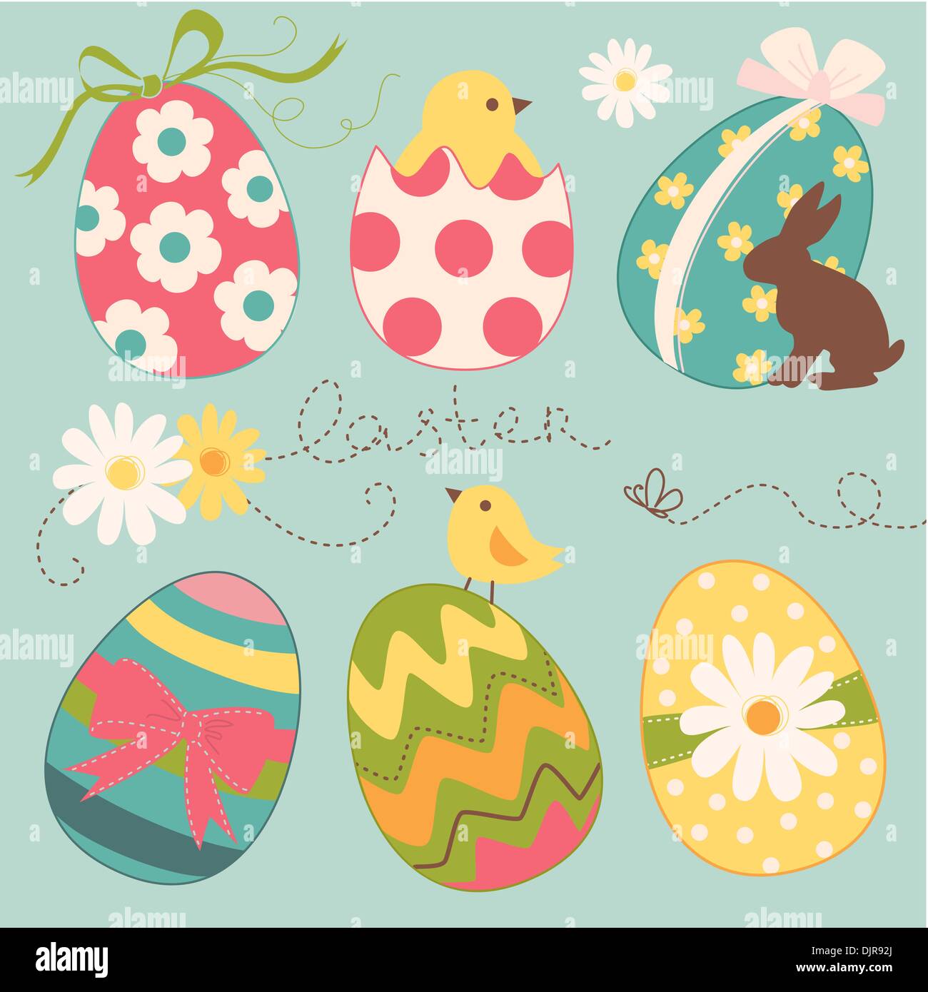 Cute Easter Egg set Stock Vector Image & Art - Alamy