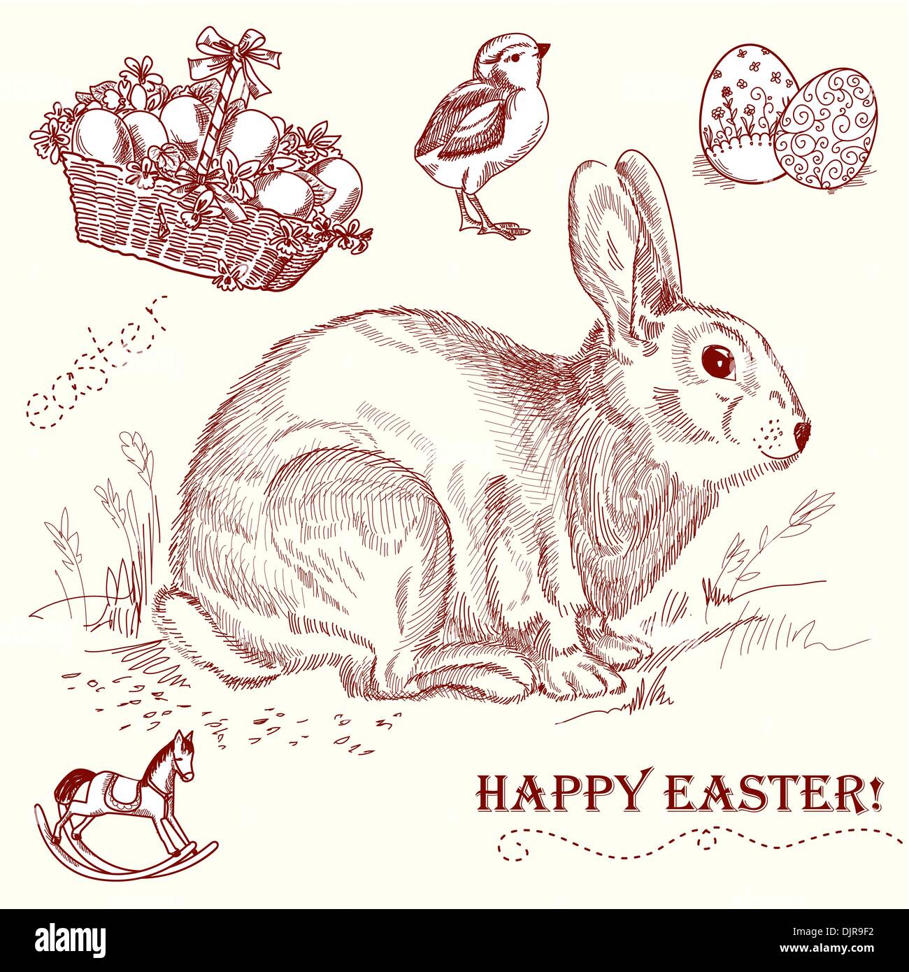 Easter hare engraving hi-res stock photography and images - Alamy