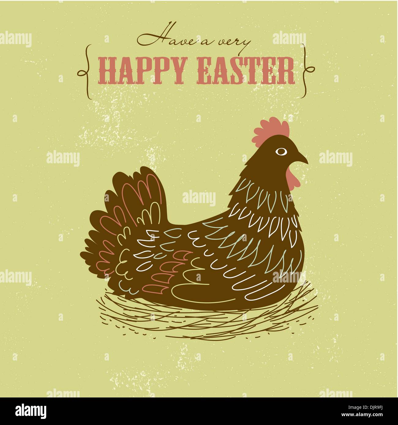 Cute Easter card with chicken Stock Vector Image & Art - Alamy