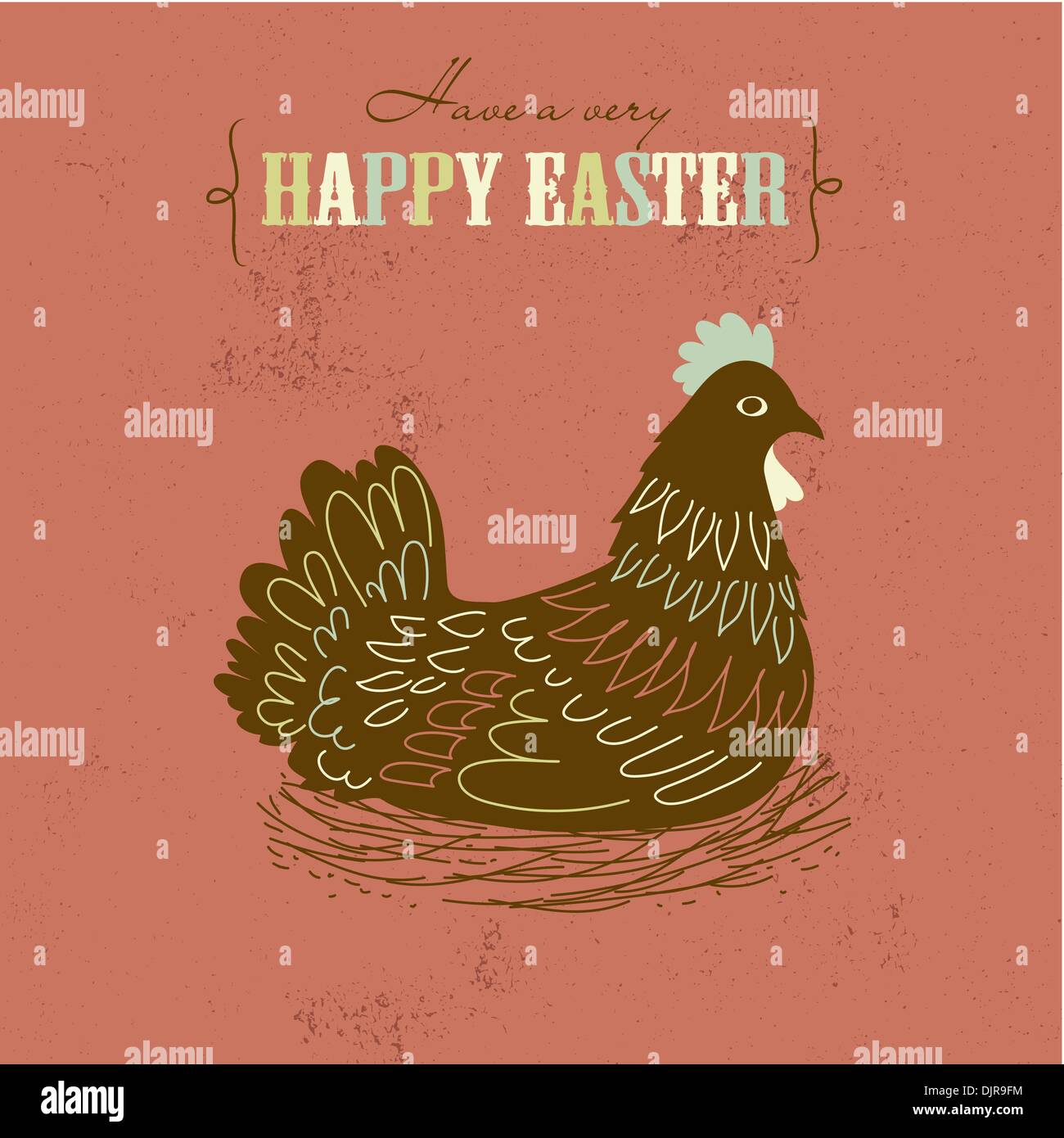 Cute Easter card with chicken Stock Vector Image & Art - Alamy