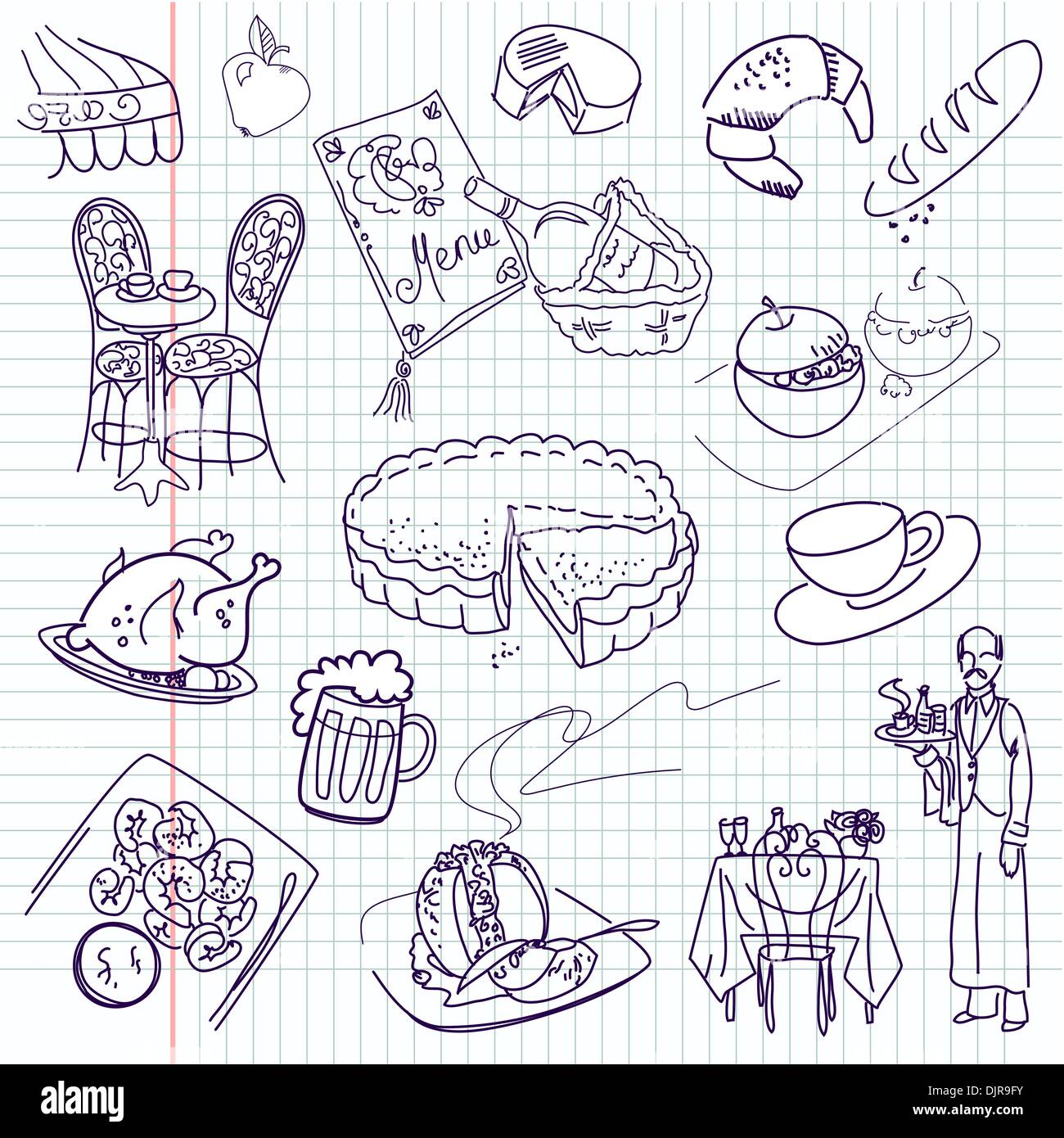 Food doodles. Elegant cuisine Stock Vector Image & Art - Alamy