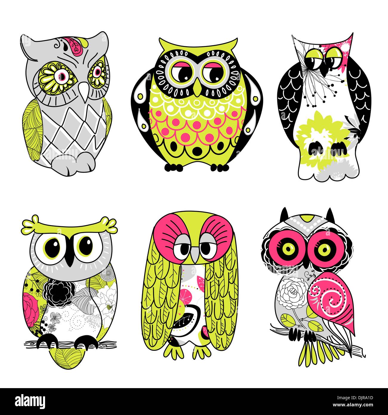 Collection of six different owls Stock Vector Image & Art - Alamy