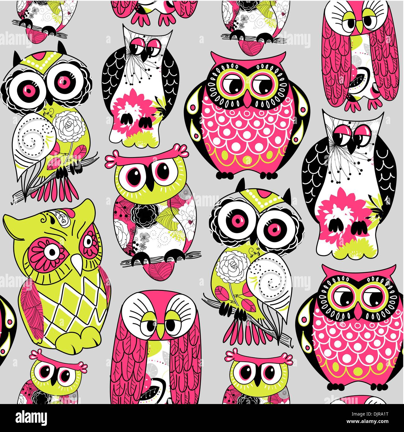 Stock Vector Illustration: Seamless and colourful owl pattern Stock ...