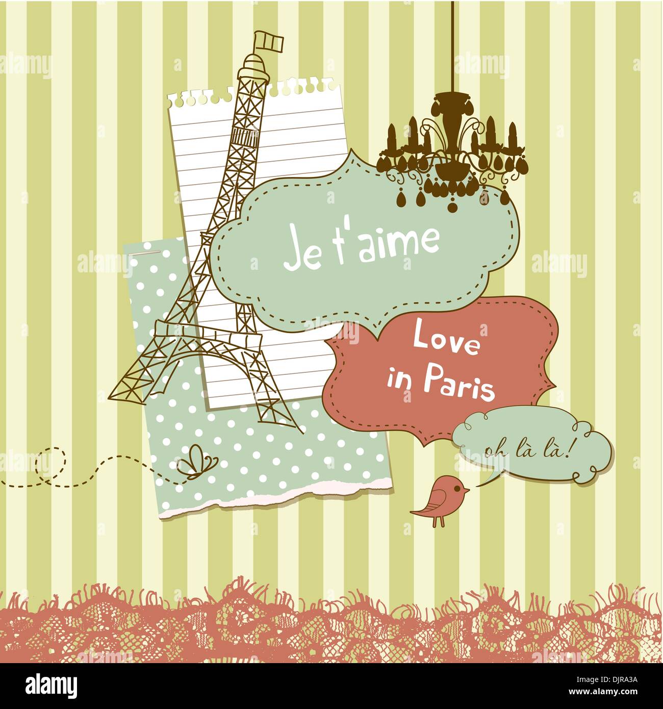 Cute scrapbook elements in French style Stock Vector Image & Art - Alamy