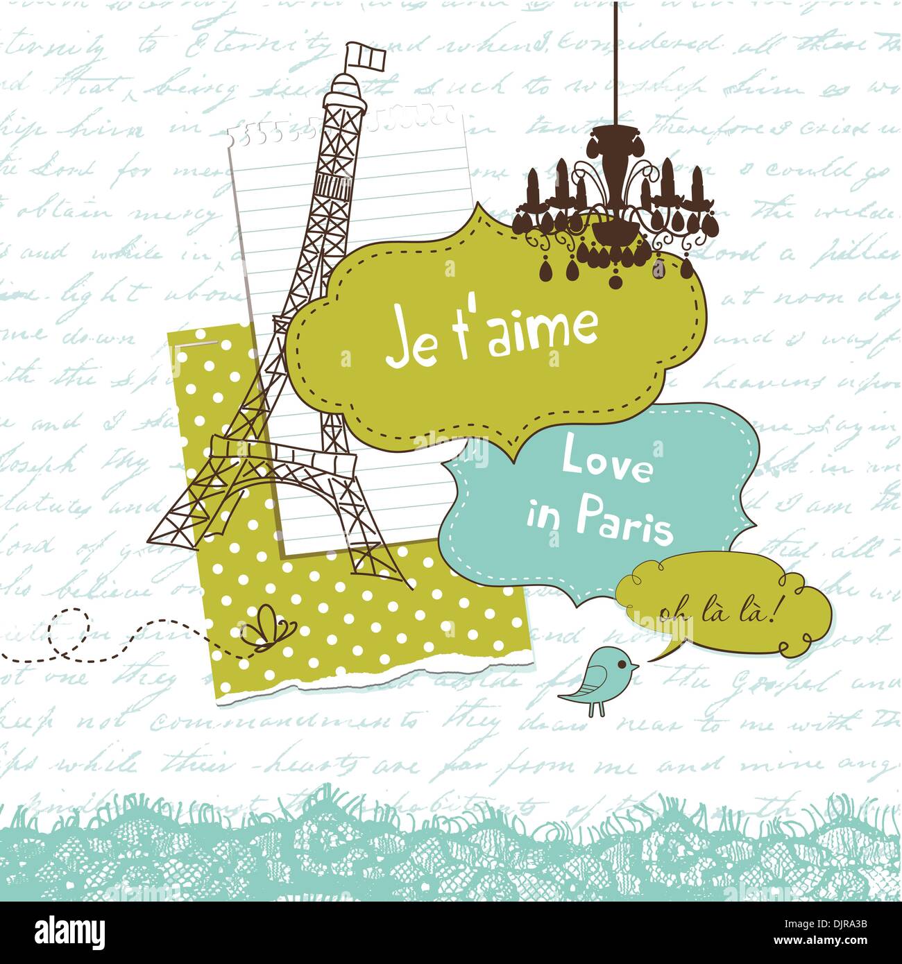 In Love with Paris, Cute scrapbook elements Stock Vector Image & Art ...