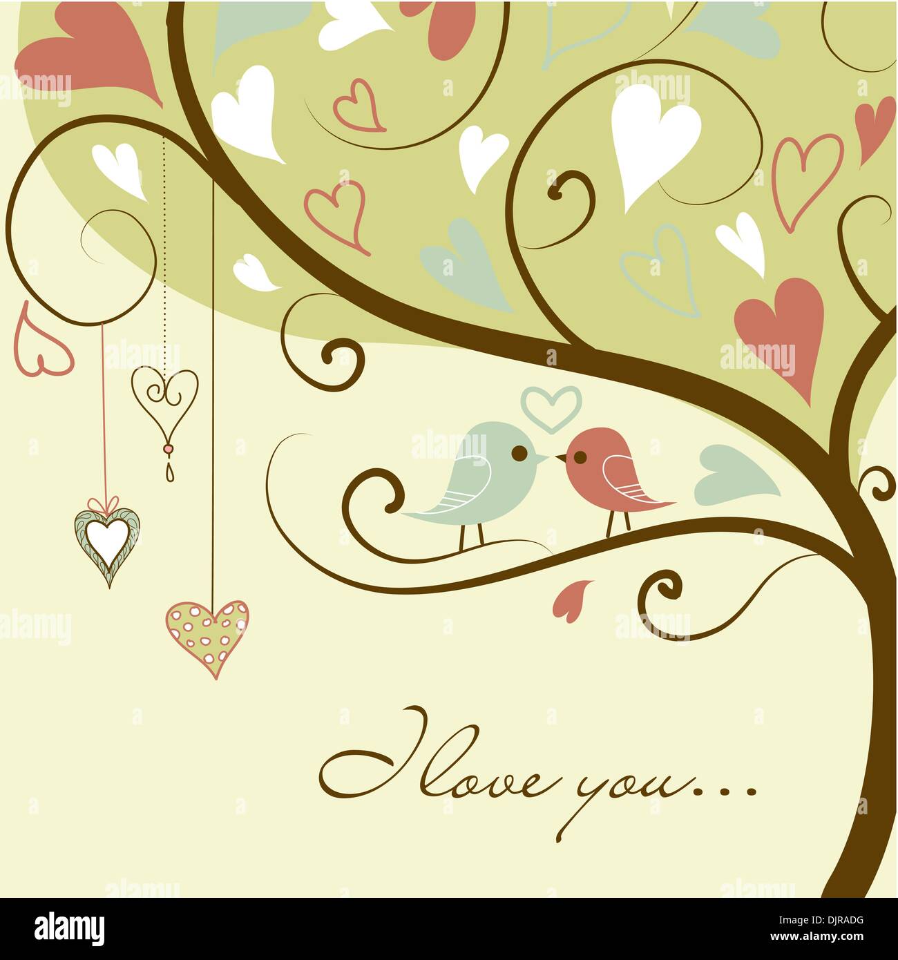 Stock Vector Illustration: stylized love tree made with two birds in ...
