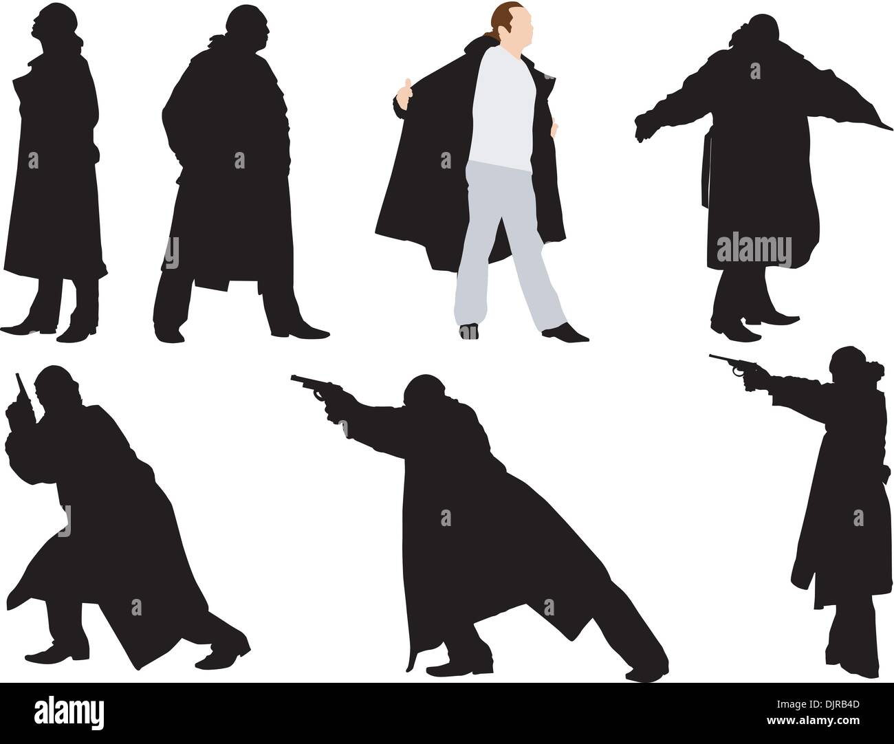 A collection of silhouettes of gangsters. Vector Stock Vector Image ...
