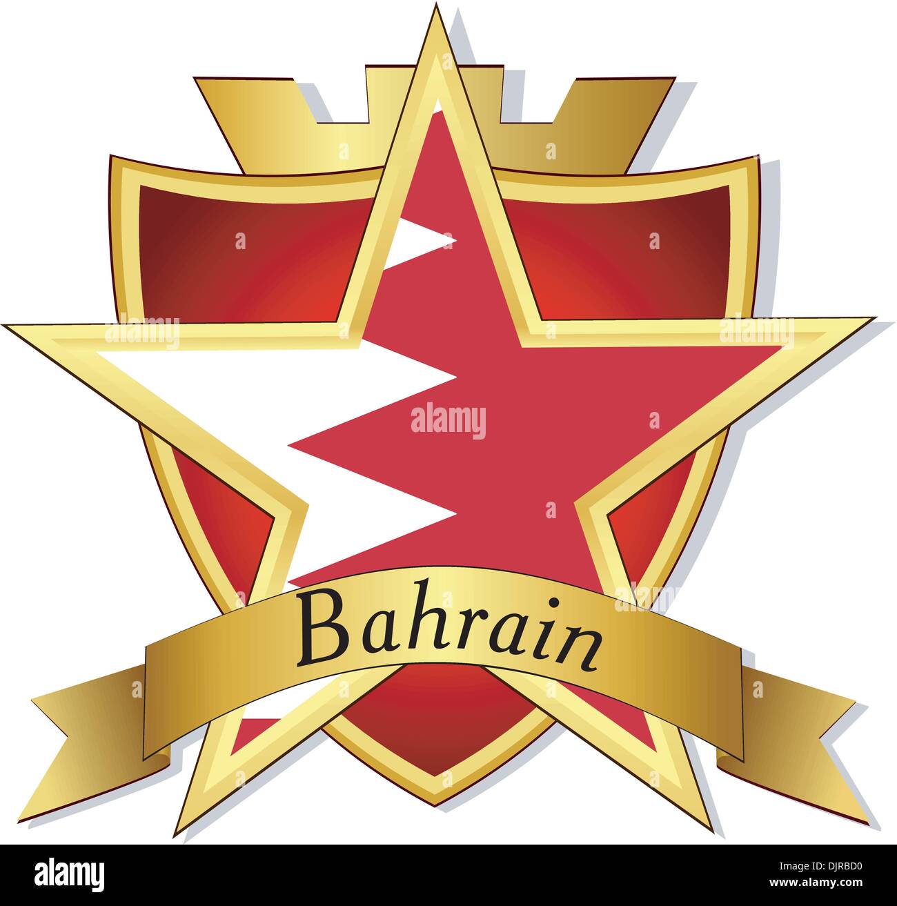 Vector gold star to the flag of Bahrain on the background of the shield ...