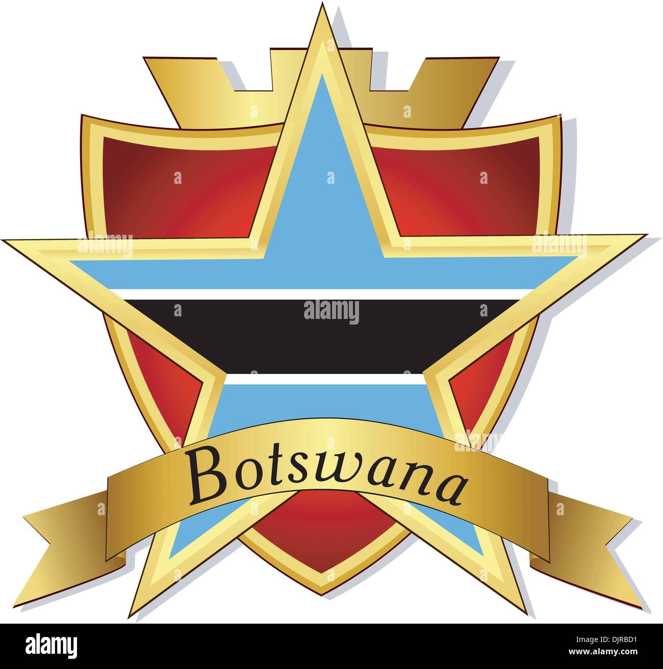 Vector gold star to the flag of Botswana on the background of the ...