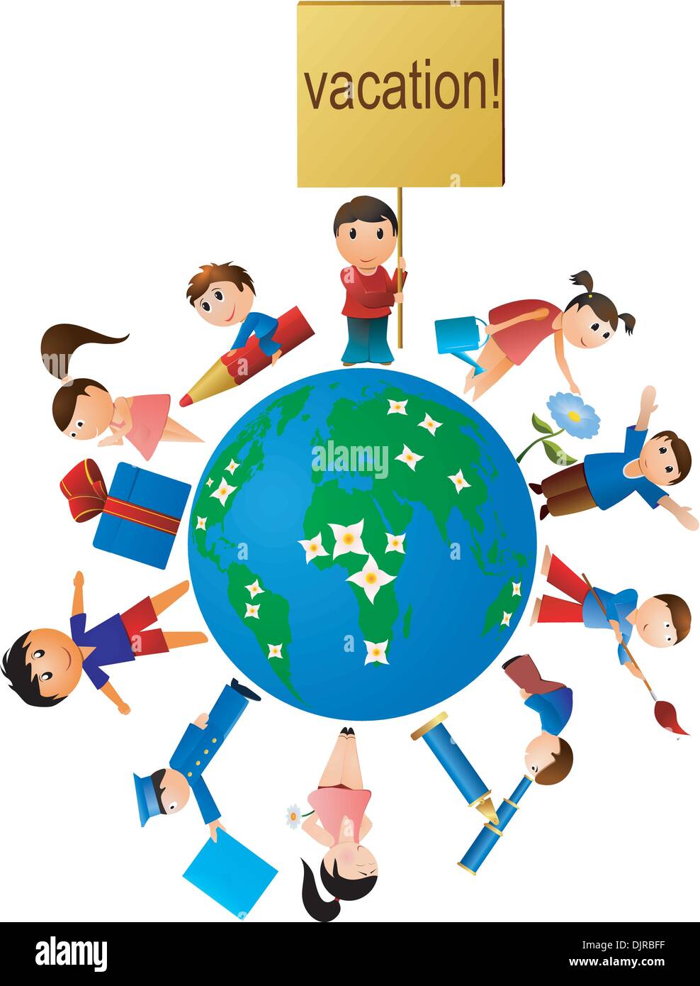 Children on summer vacation. Vector Stock Vector Image & Art - Alamy