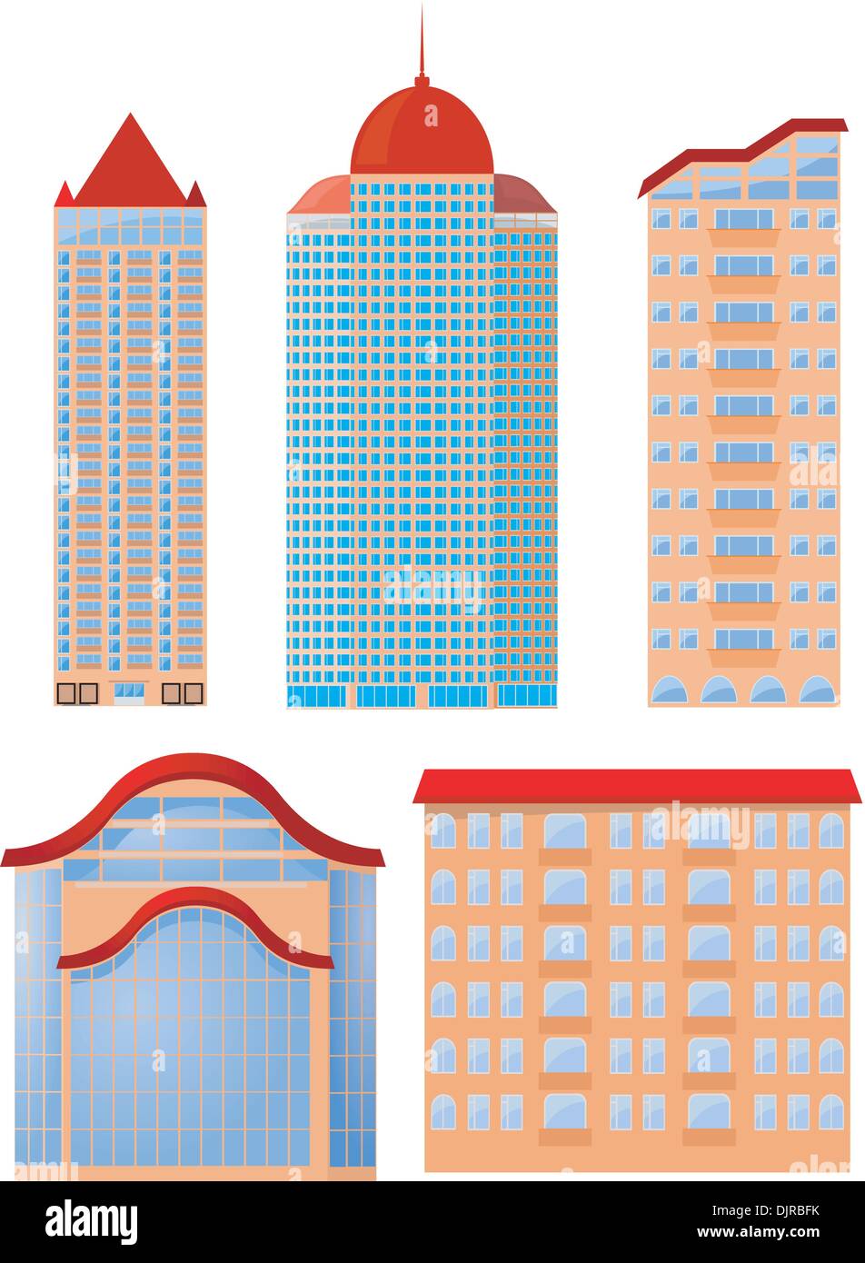 Collection of vector illustrations of apartment buildings Stock Vector ...