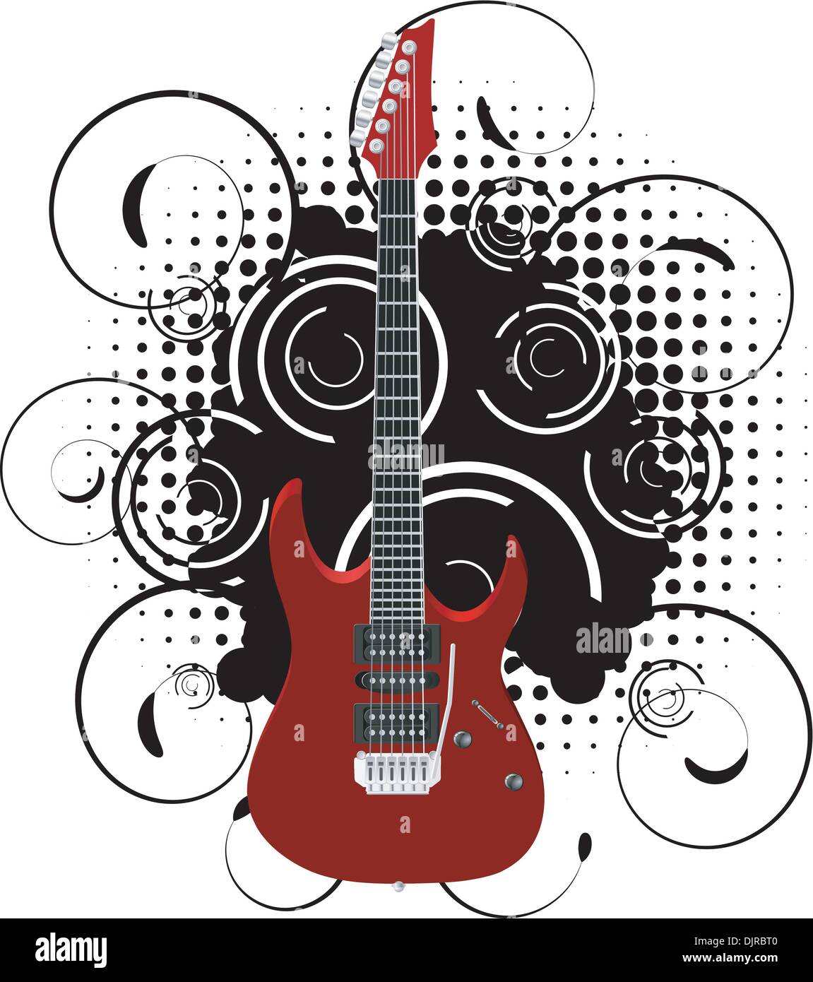 Vector illustration of a guitar on abstract grunge background Stock ...