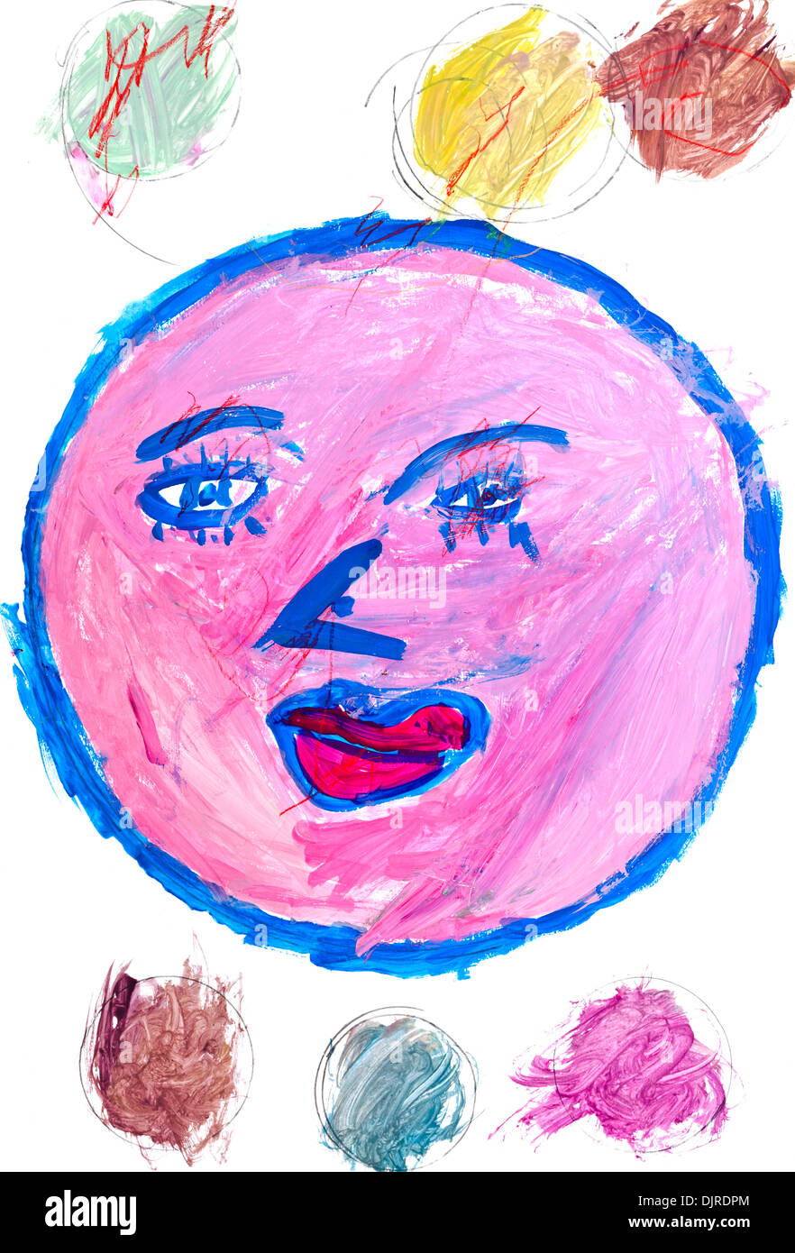 Children drawing pink round face hi-res stock photography and images ...