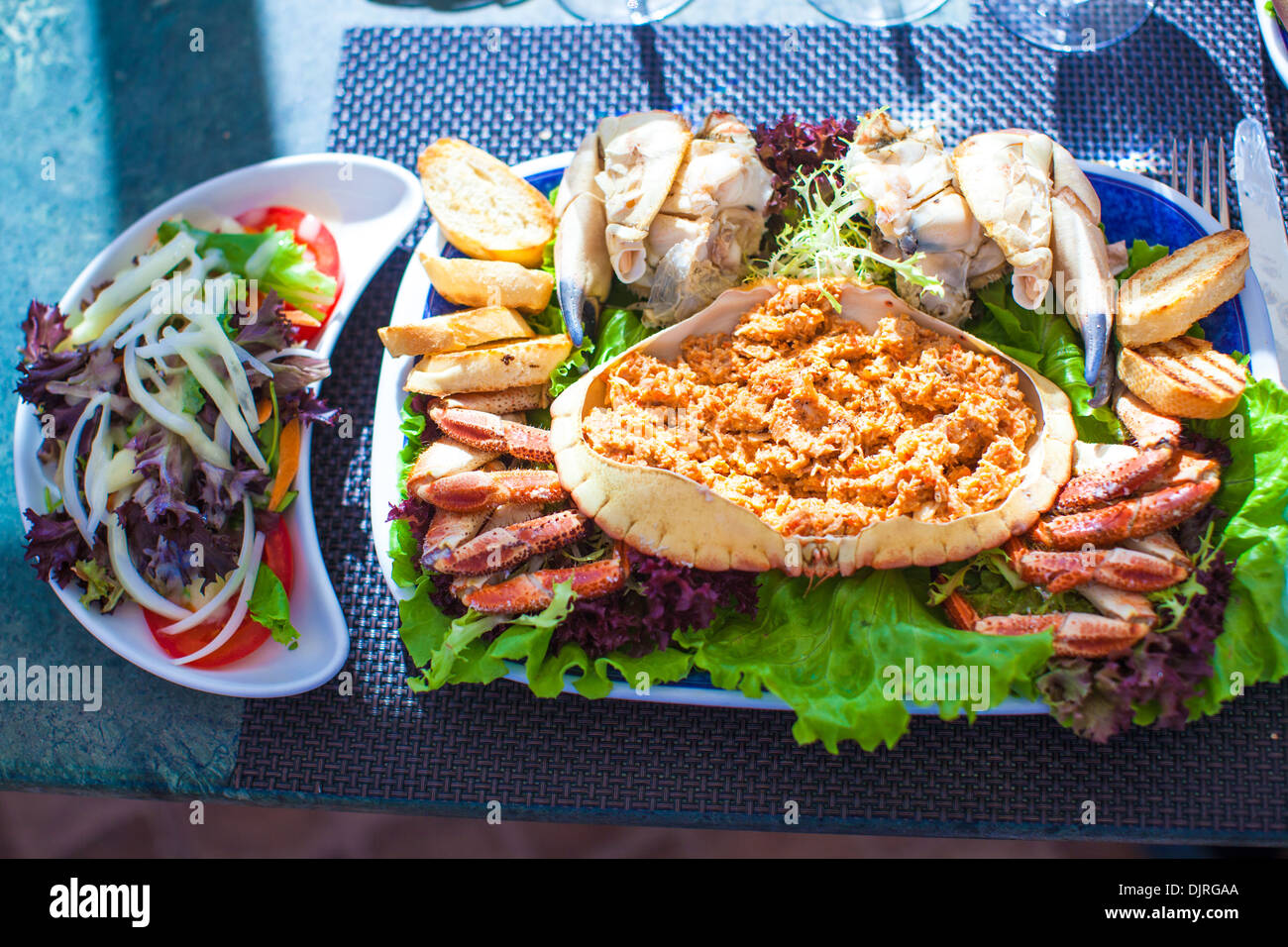 Seafood on the plate. Prepared Shellfish Stock Photo - Alamy