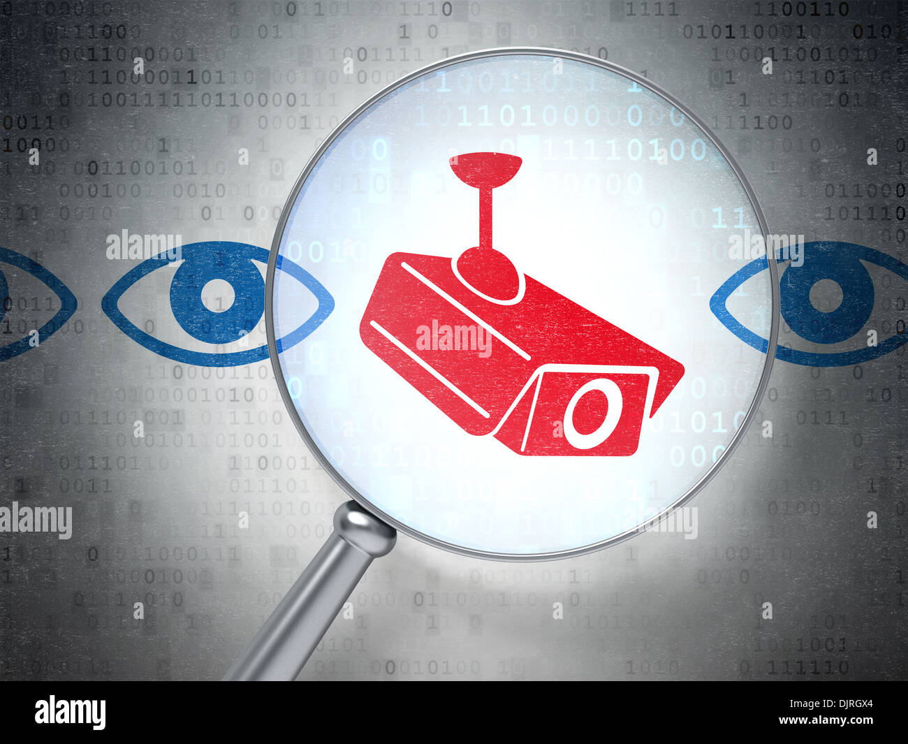 Security concept: Camera And Eye with optical glass on digital b Stock ...