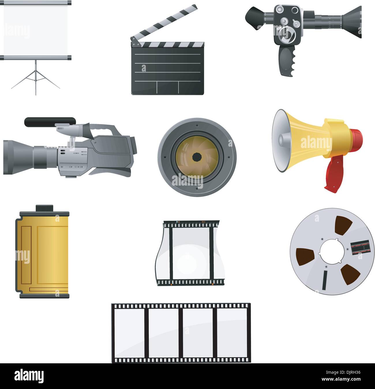 Collection of vector illustrations for cinema and photos Stock Vector ...