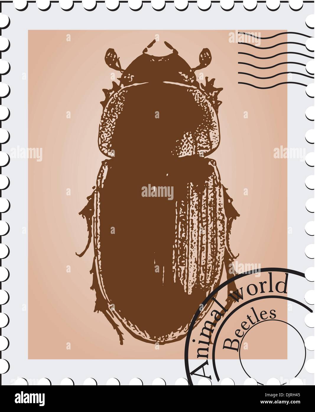 Vector stamp with a illustration of a beetle Stock Vector Image & Art ...