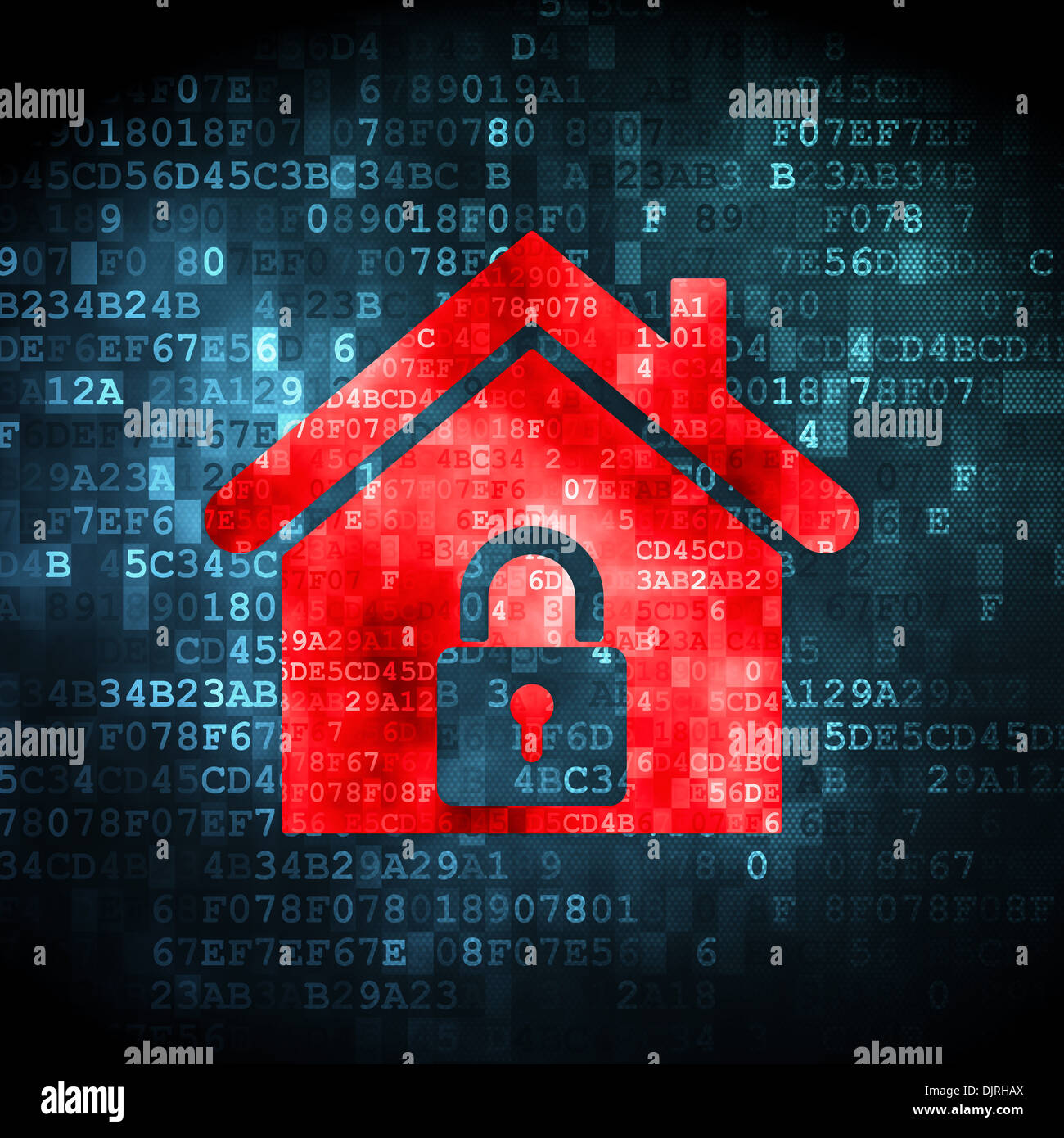 Security concept: Home on digital background Stock Photo - Alamy