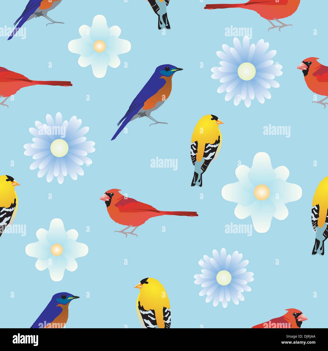 seamless texture with birds and flowers Stock Vector Image & Art - Alamy