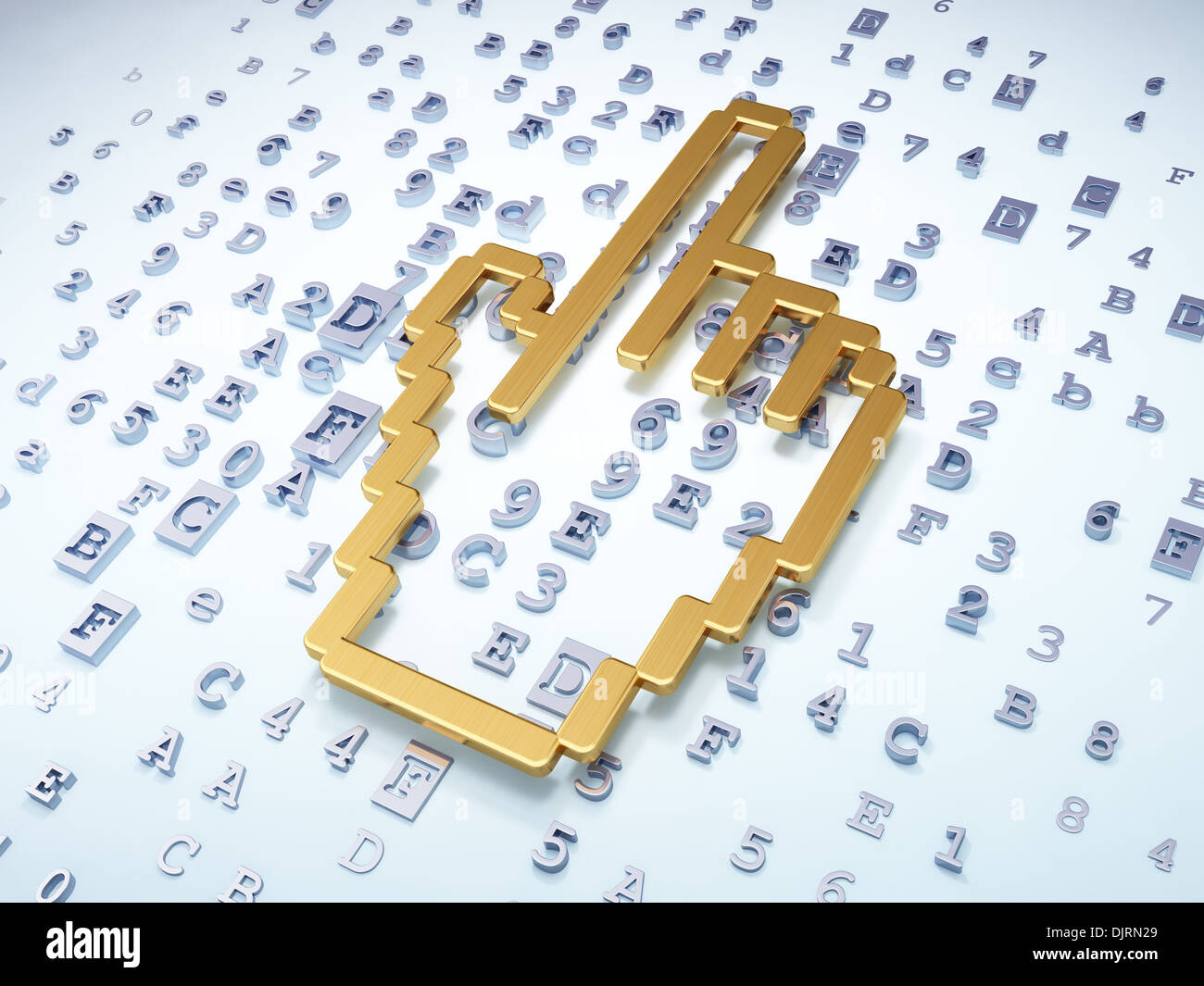Web development concept: Golden Mouse Cursor on digital backgrou Stock ...